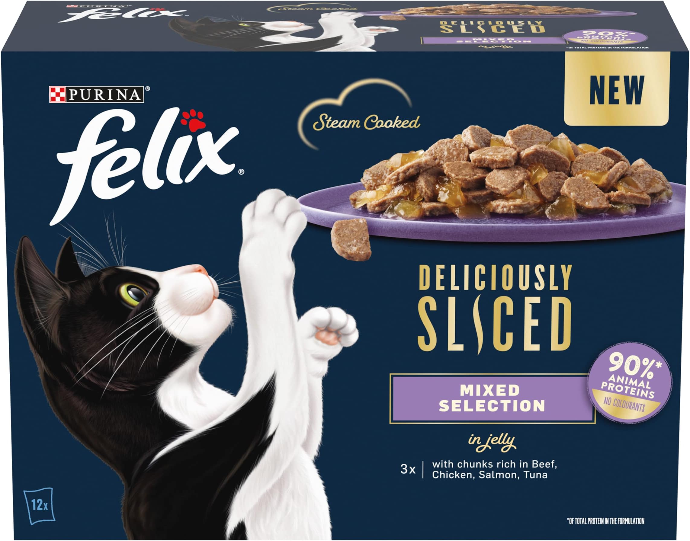 Felix Deliciously Sliced Adult Wet Cat Food Mixed Selection, 12 x 80g ...