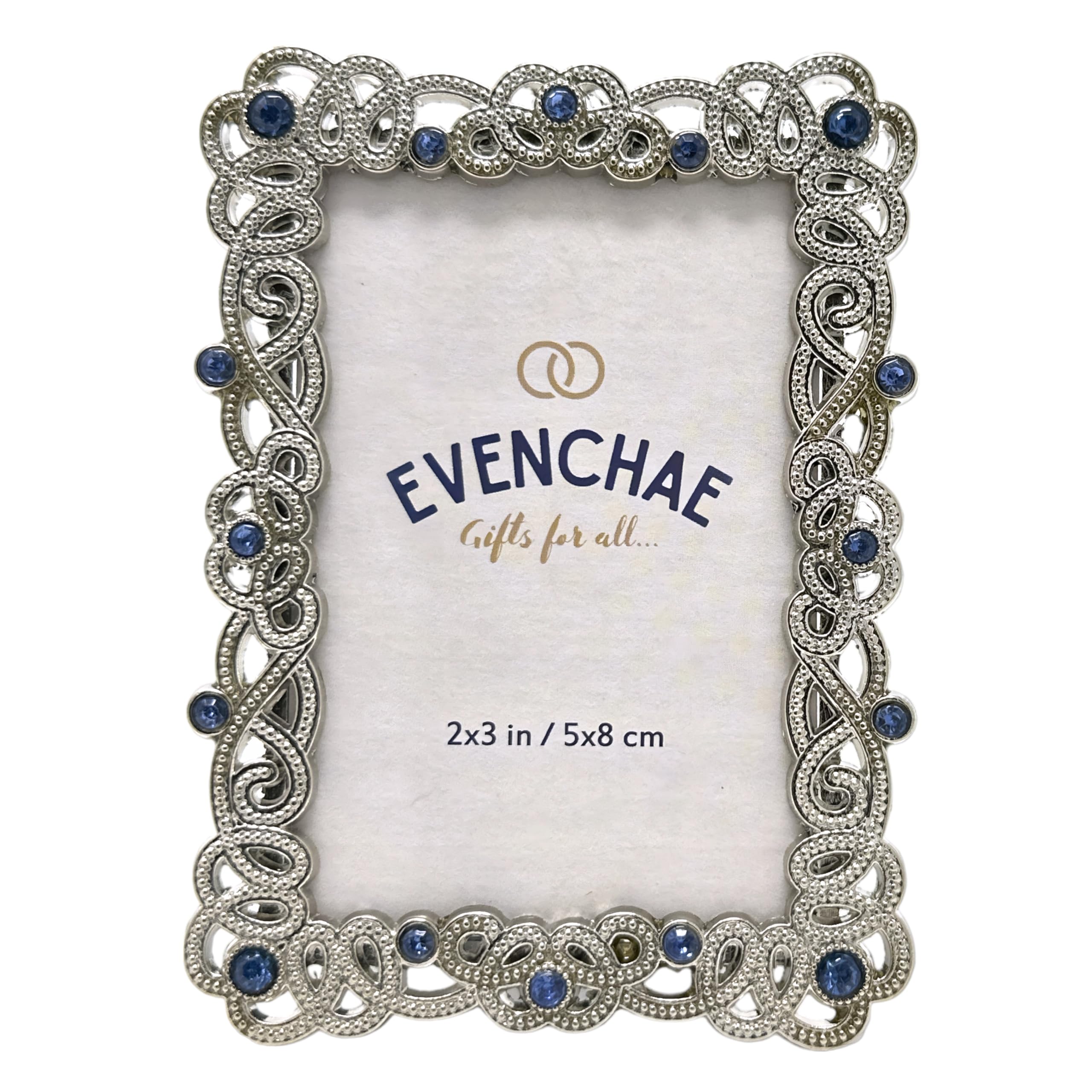 Amazon.com - Evenchae Mini Tabletop Picture Frame, Silver with Blue ...