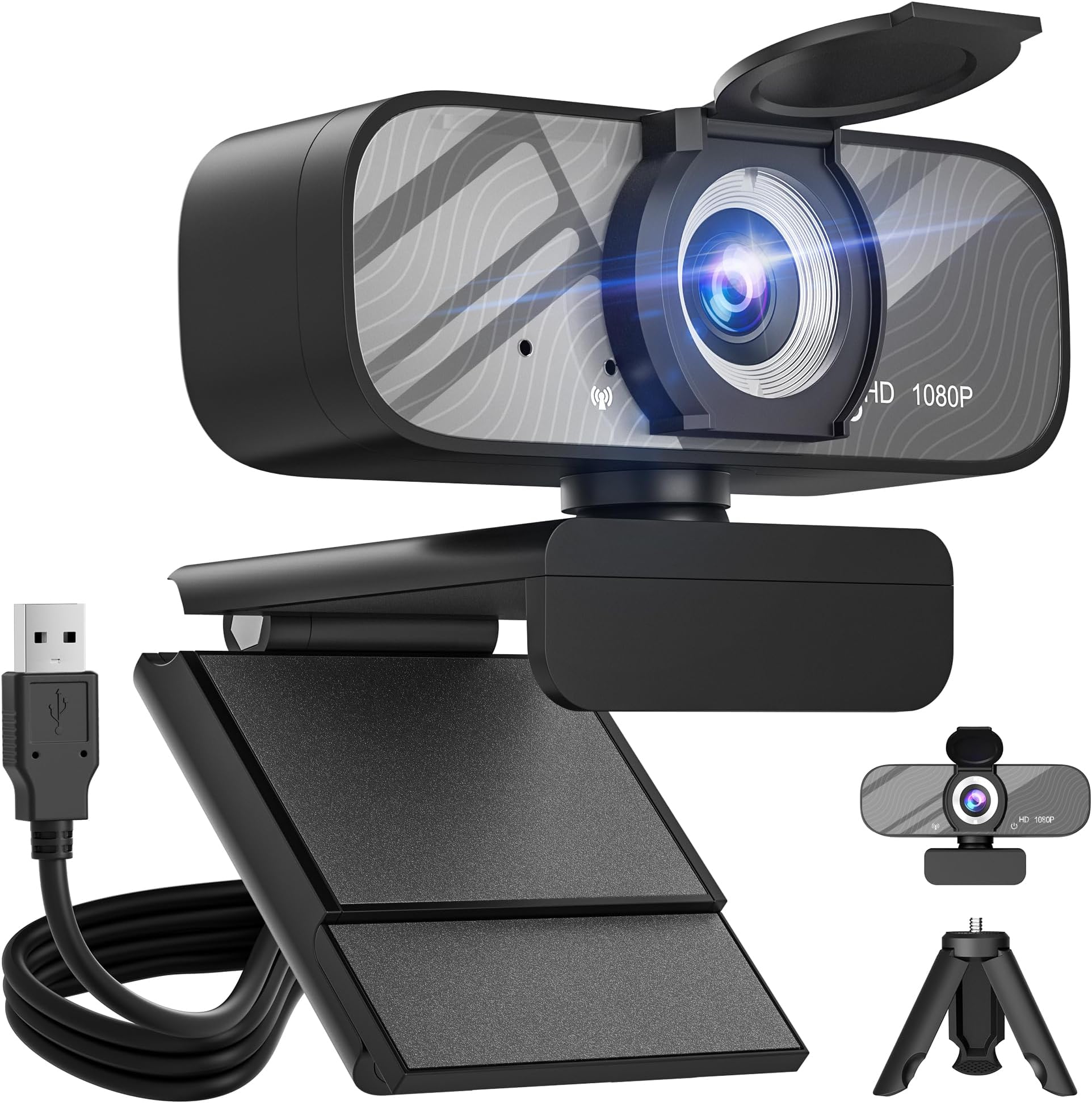 Webcam 1080P,Full HD Camera PC Grand Angle 90 °avec Microphone ...