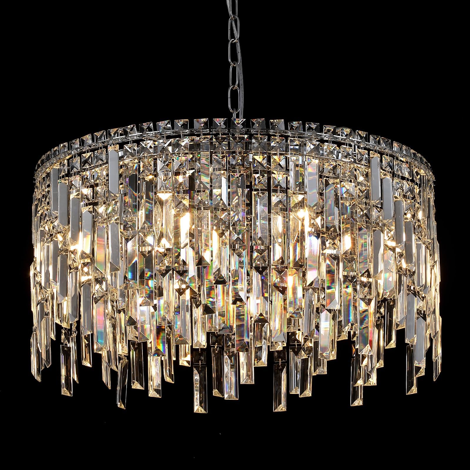 A AXILIXI Crystal Chandelier, 24" Modern Round Chandelier for Dining ...