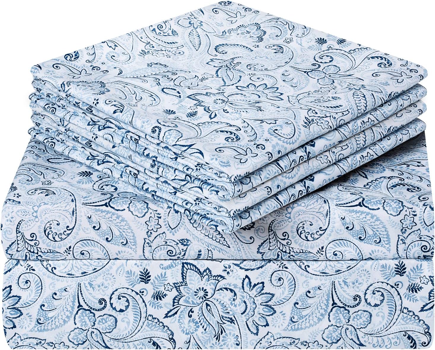 Amazon.com: BYSURE King Sheet Set 6 Pieces (Blue Paisley), Cottage Core ...