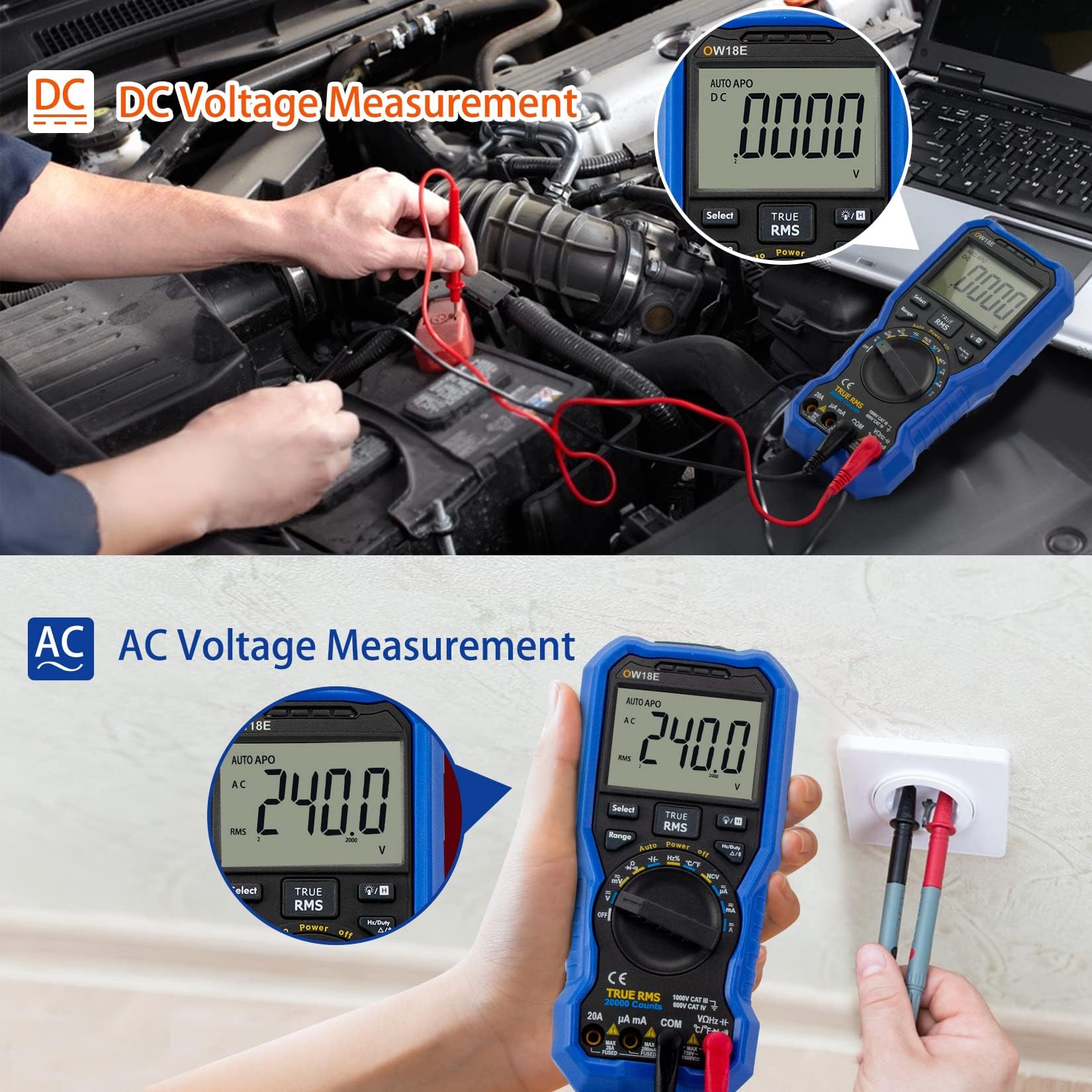 Snapklik.com : OW18E Bluetooth Digital Multimeter, 20000 Counts True ...