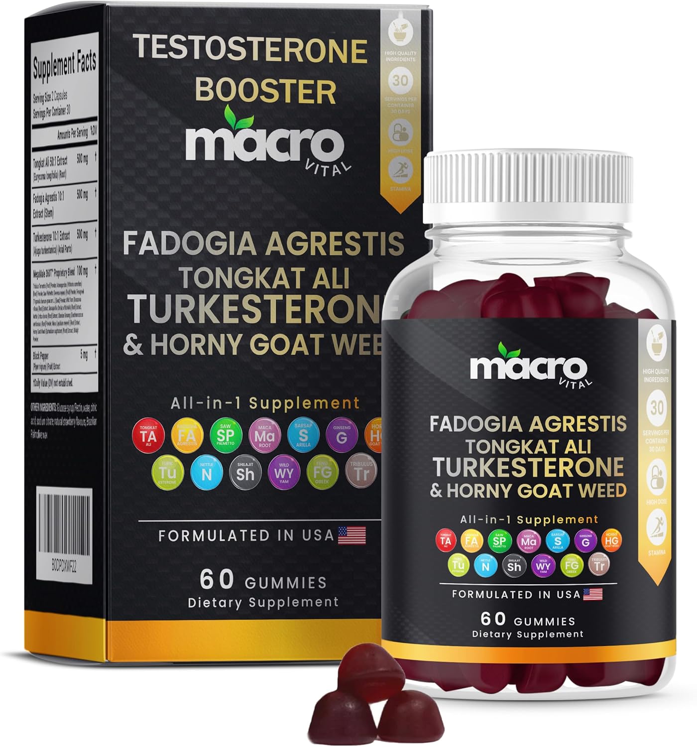Amazon.com: MACRO VITAL Testosterone Booster Supplement for Men Gummies ...