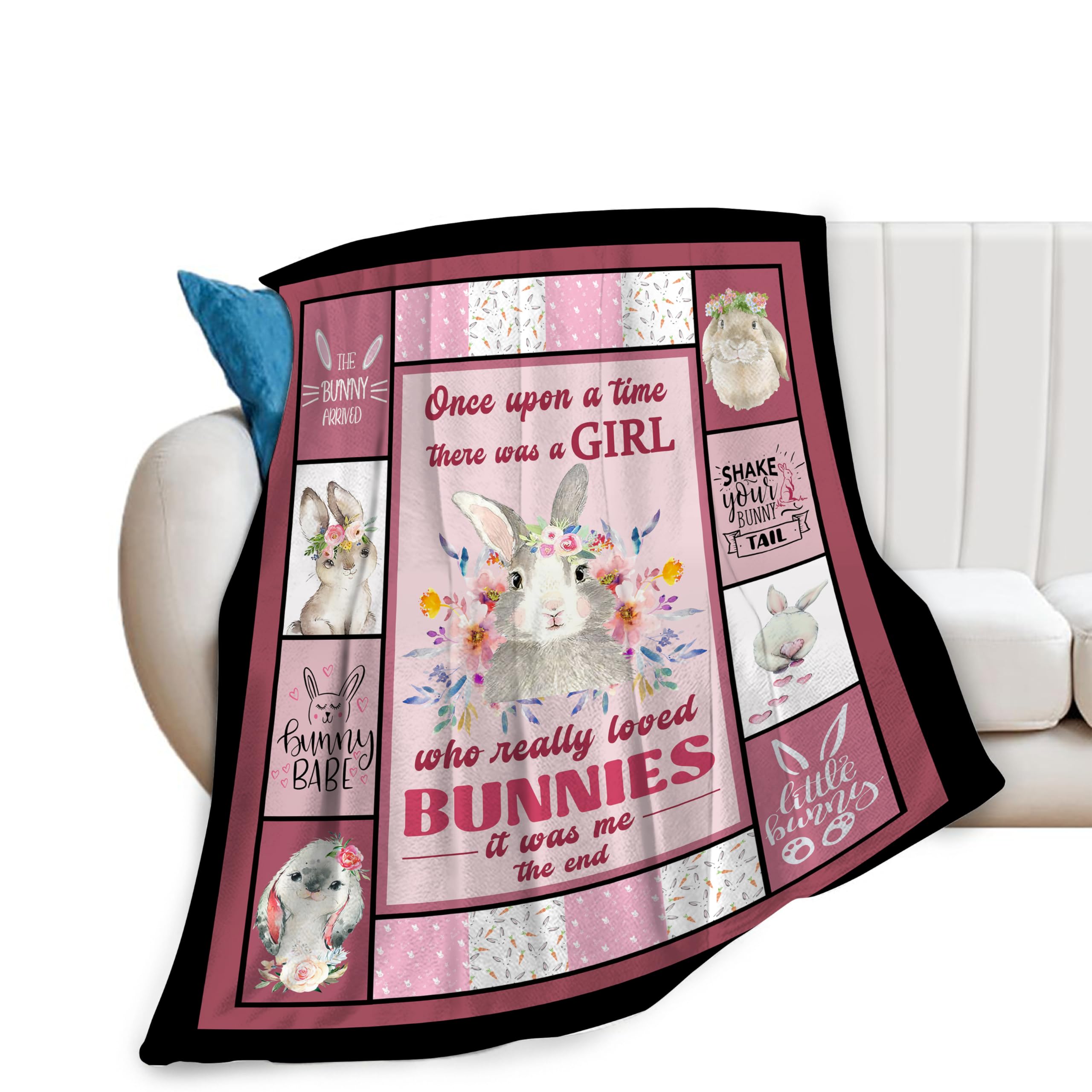 Amazon.com: Rabbits Throw Blanket Pink Rabbit Lover Gifts for Women ...