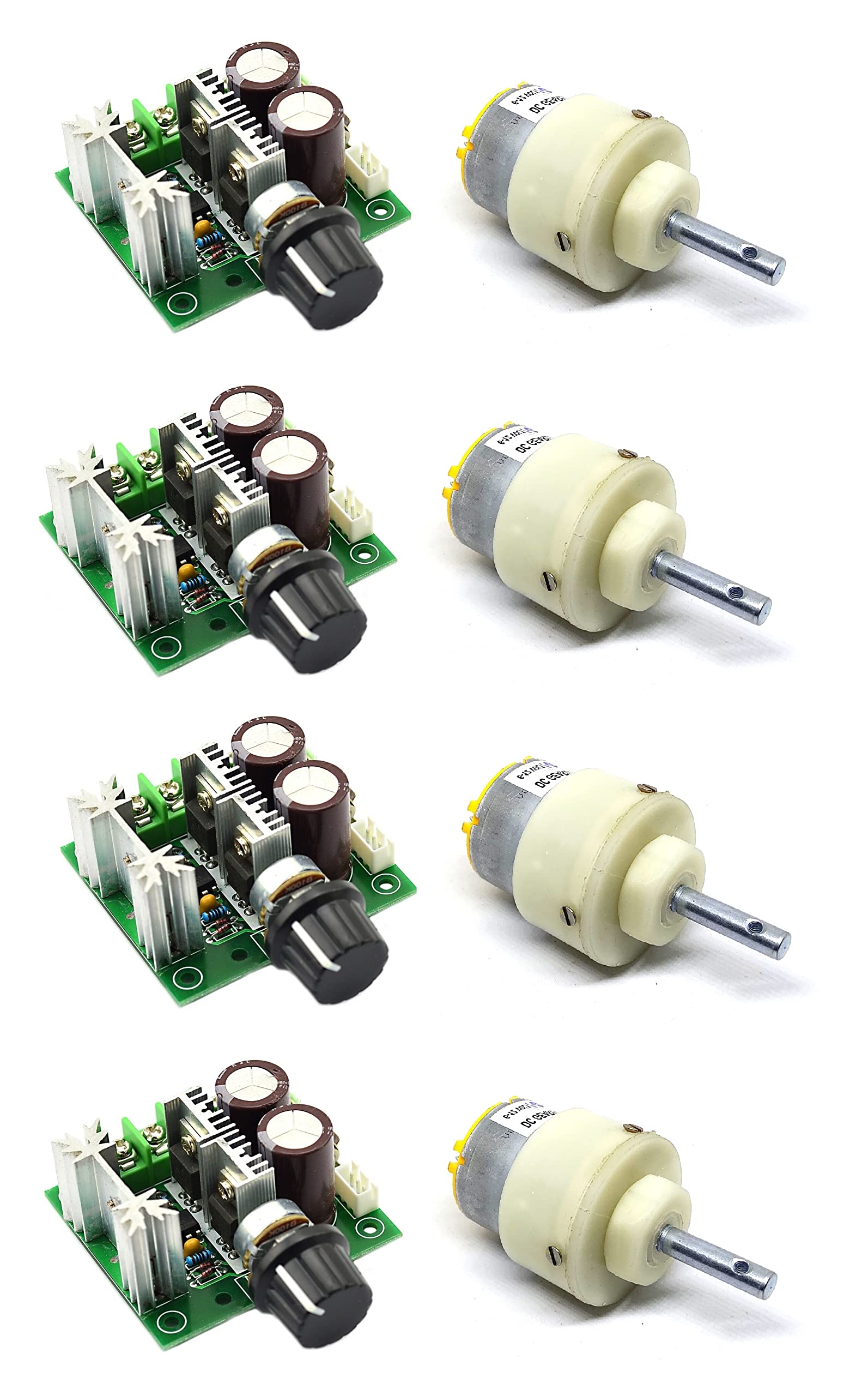 Buy INVENTO 4pcs 12V 5 Kg-cm 200 RPM 6mm Shaft 5 Kg-cm Torque Geared DC ...