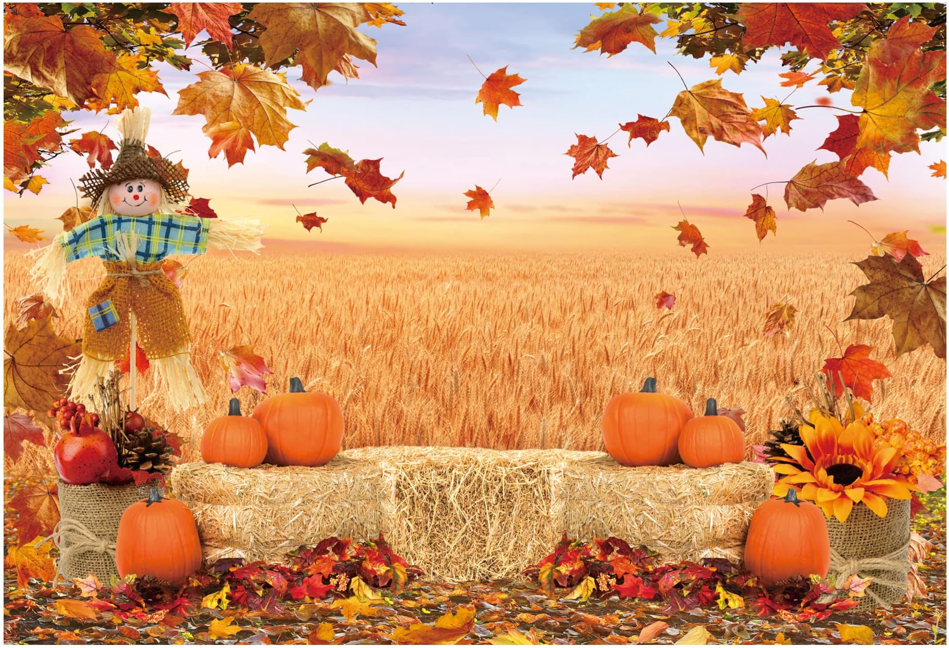 Amazon.com : Funnytree 7X5FT Fall Backdrop Autumn Pumpkin Harvest ...