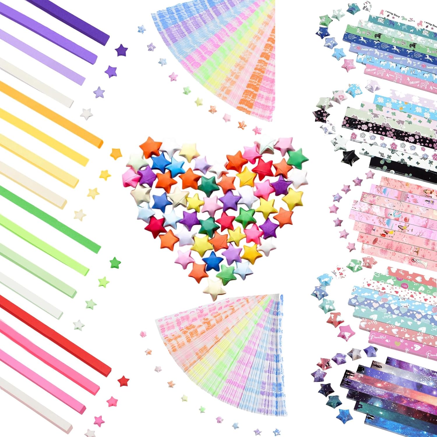 Amazon.com : Origami Star Paper Strips, 1350/540/210 Sheets Colorful ...