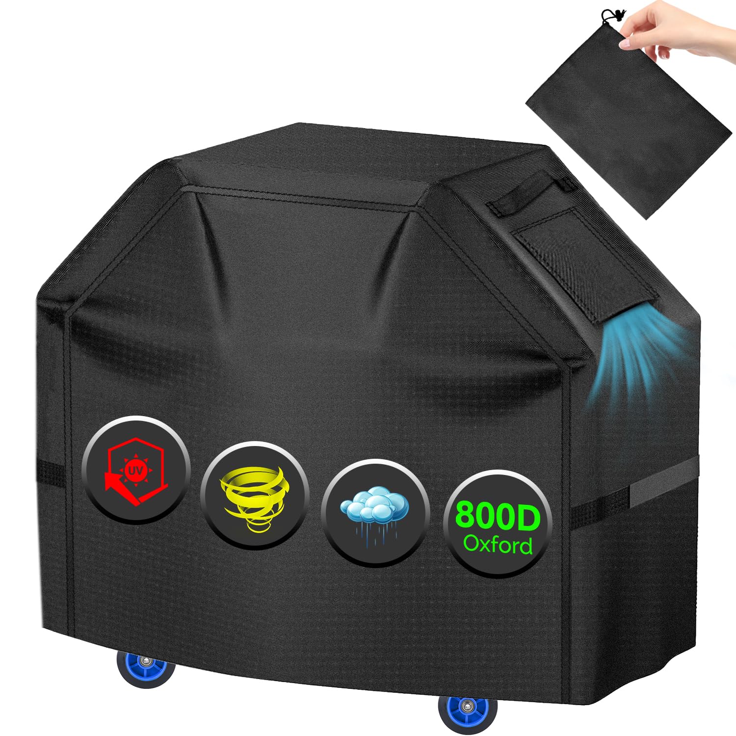 Amazon.com : OWEEIO BBQ Grill Cover, Heavy Duty 800D Oxford, Waterproof ...