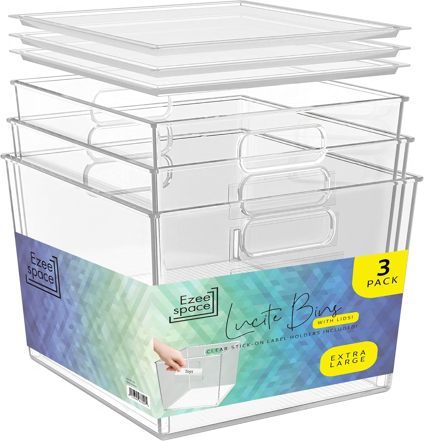 Amazon.com - Ezee space XL Clear Plastic Storage Bins with Lids - 3 ...