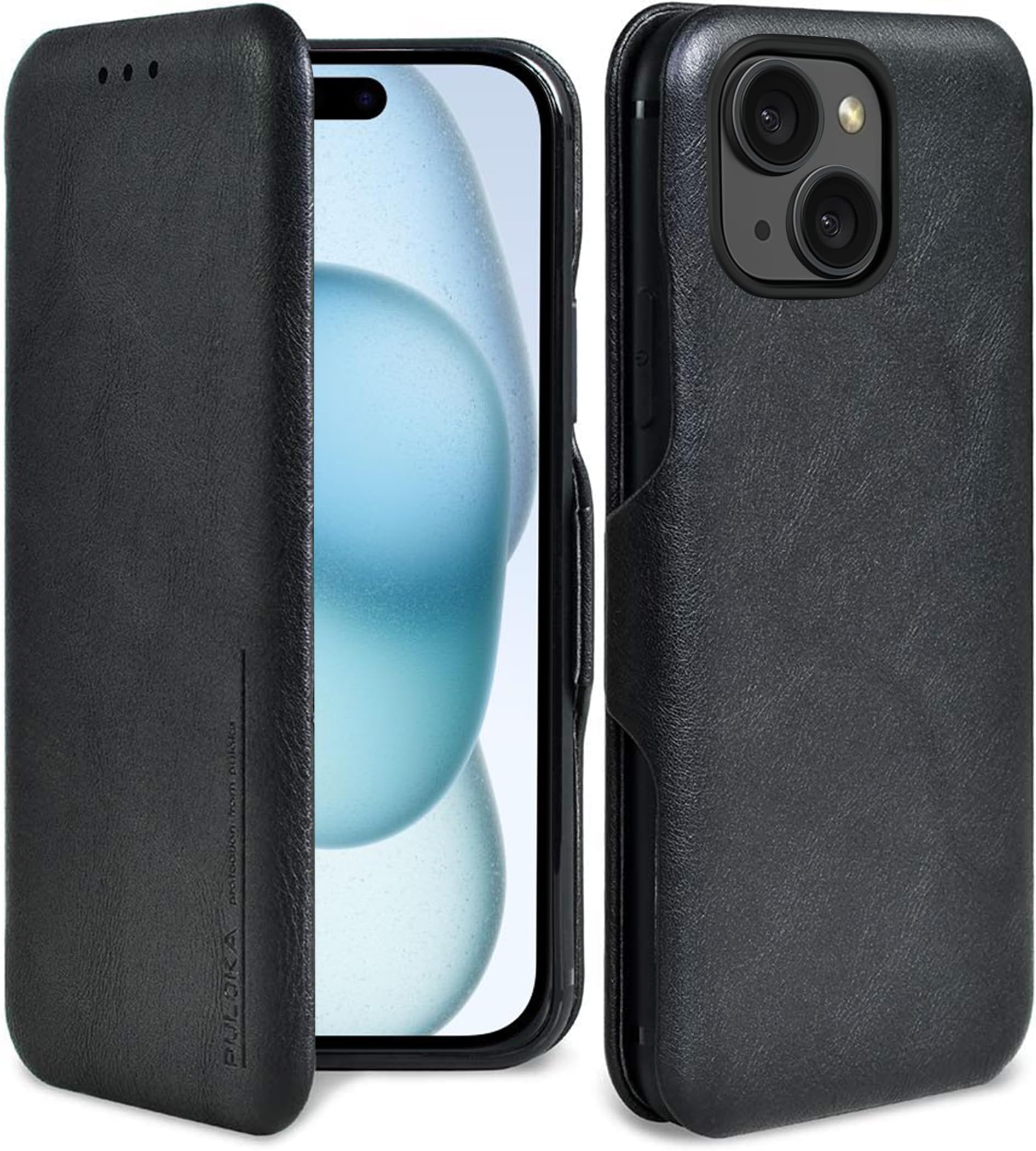 PULOKA for iPhone 15 - Sleek Flip Case - Premium Vegan Leather Phone ...
