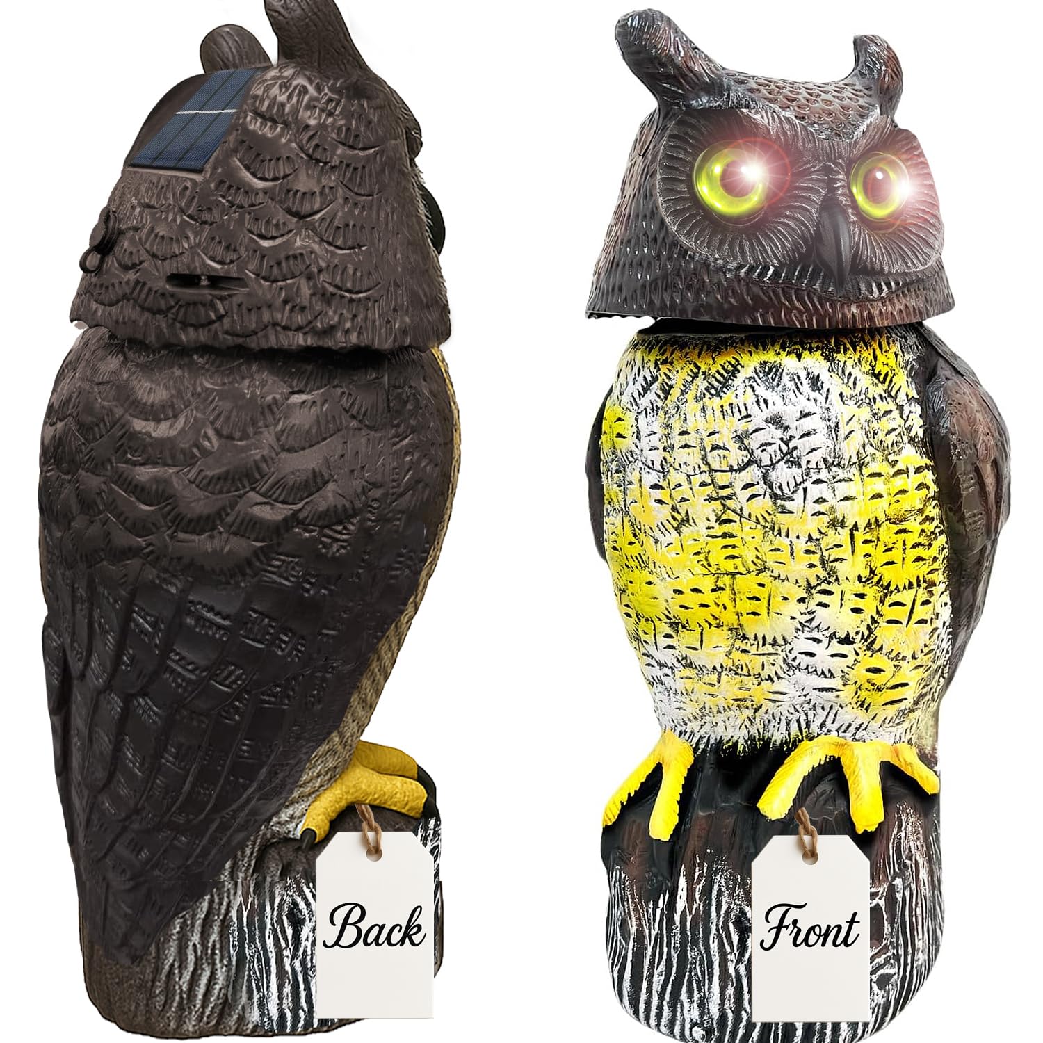 Giftexpress 1pcs Solar Power Owl Decoy 17 Motion Sensor Pest ...