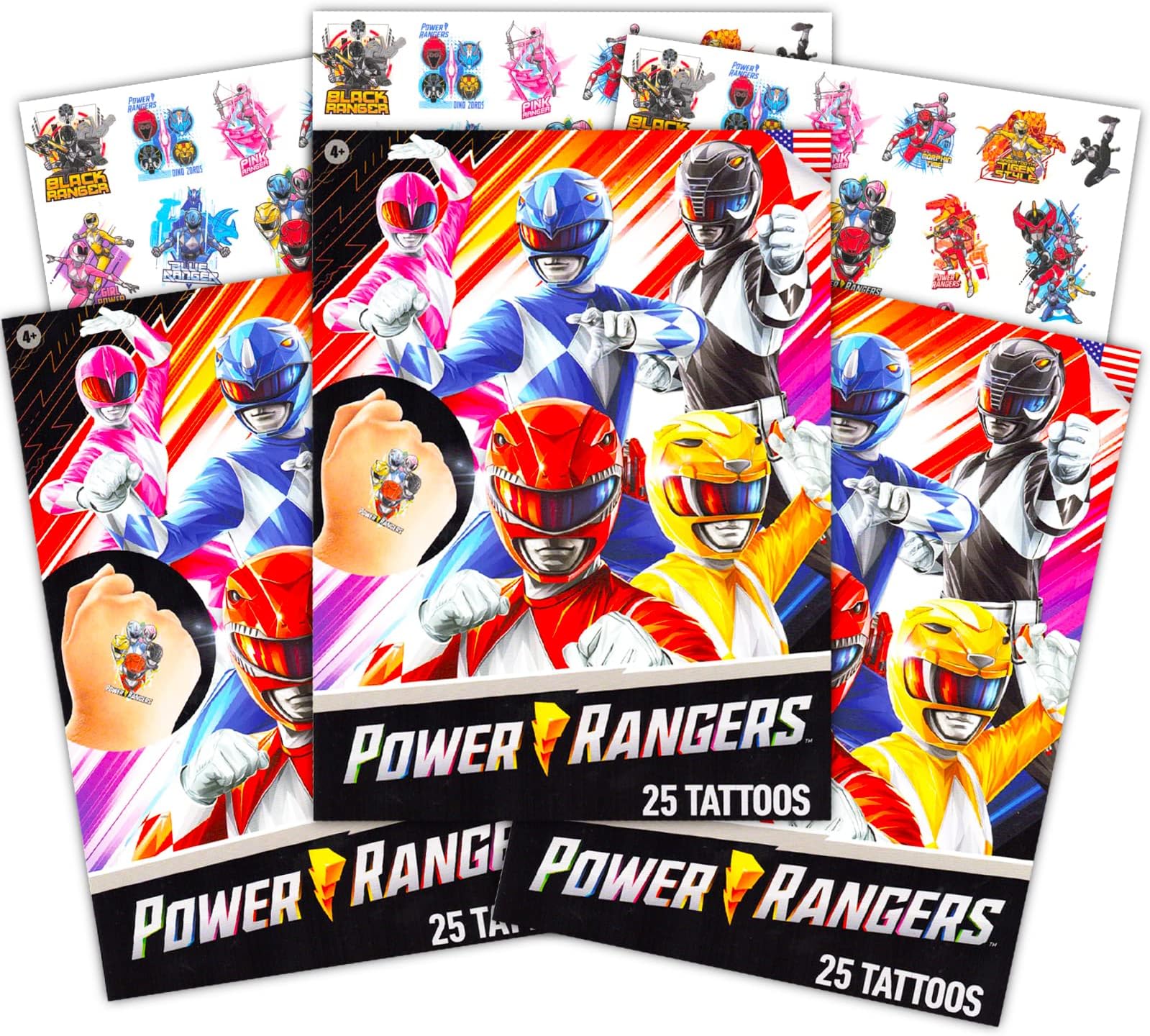 Amazon.com : Power Rangers Tattoos Party Favors Bundle ~ 70+ Perforated ...