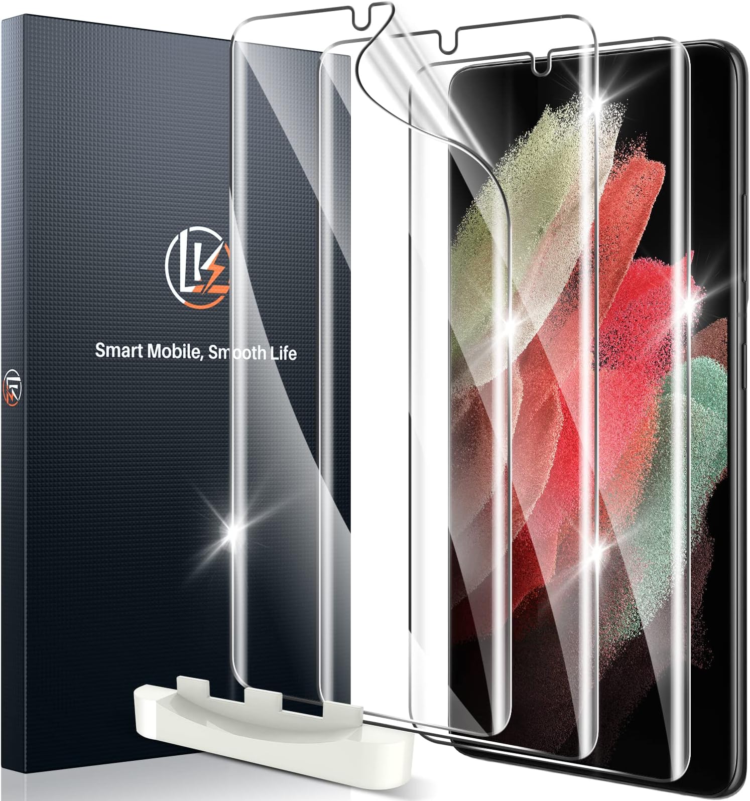 LK 3 Pack Screen Protector for Samsung Galaxy S21 Ultra, Self-Healing ...