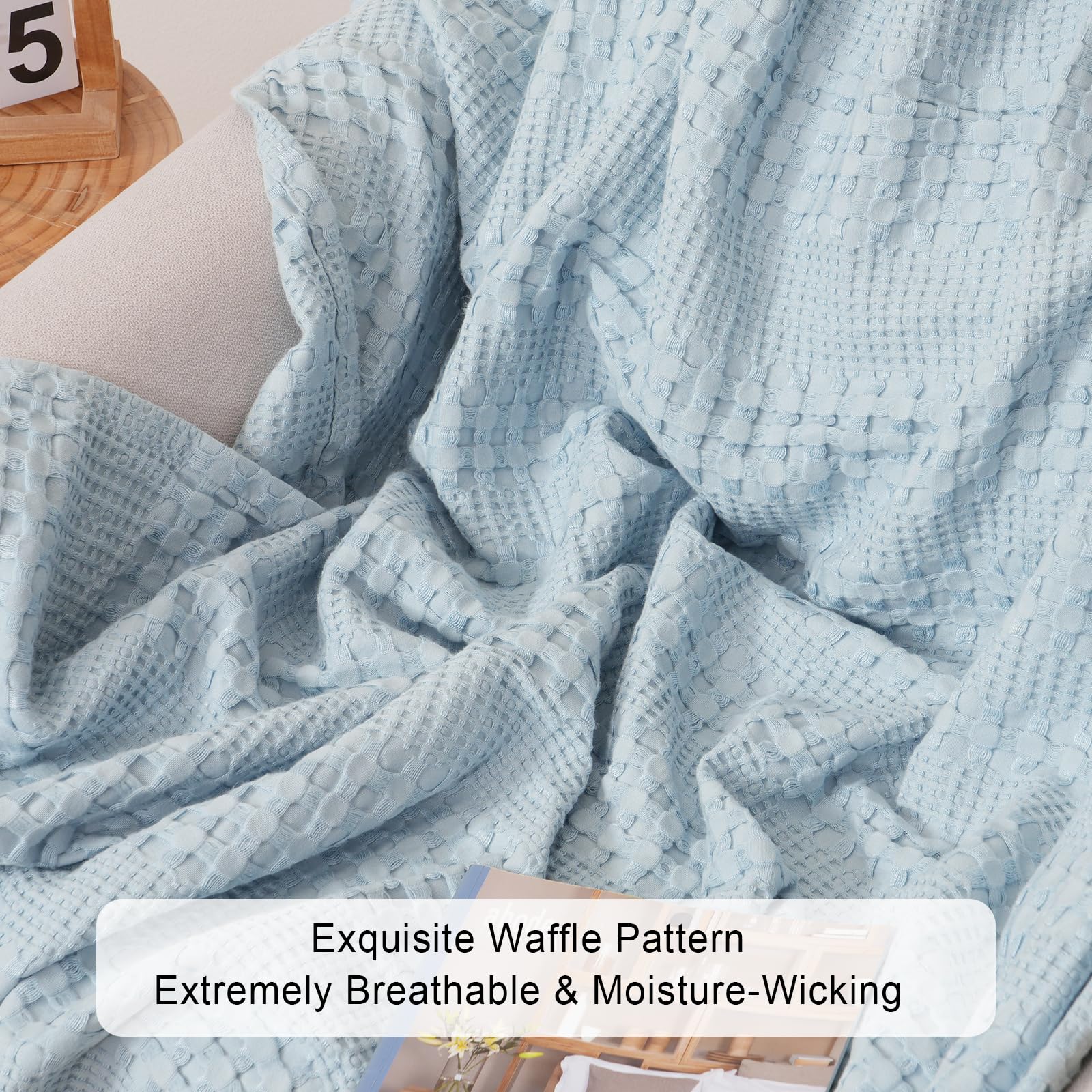 PHF Cooling Waffle Blanket Queen Size, Lightweight Viscose from Bamboo ...