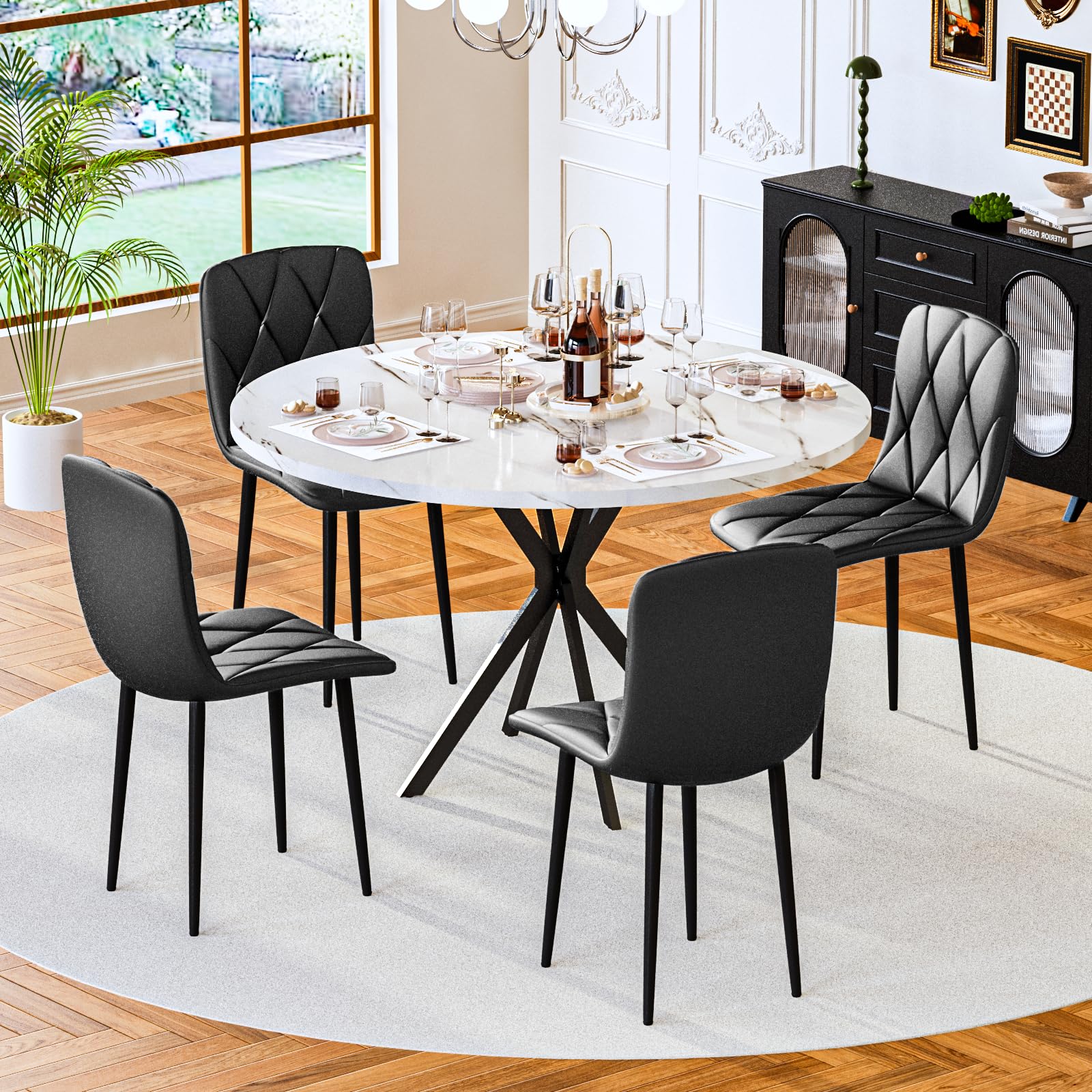 Amazon.com - Recaceik Round Dining Table Set for 4, 39" Round Dining ...