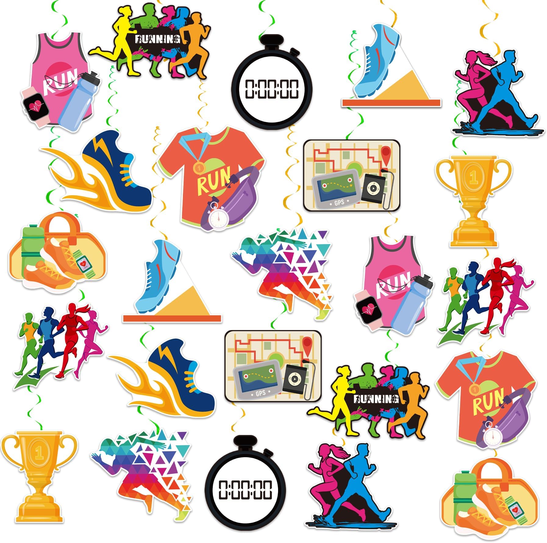 Amazon.com: 24 Pack Running Hanging Swirls Running Spirals Running ...