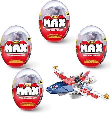 Amazon.com: MAX Build More Egg Capsule x4 by ZURU Building Block Set ...