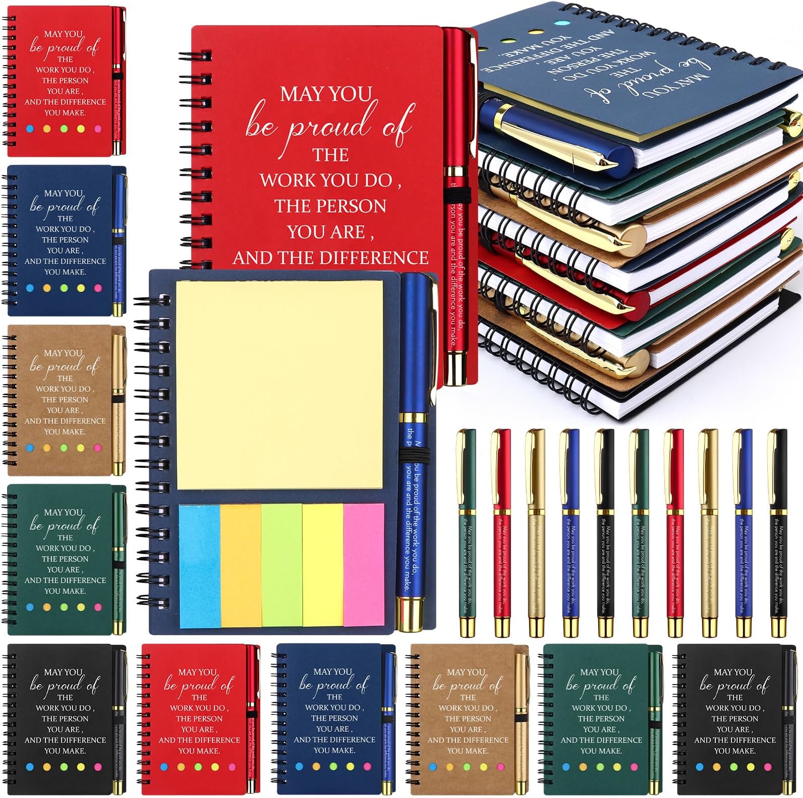 10 Sets Inspirational Spiral Notebook with Motivational Ballpoint Pens ...