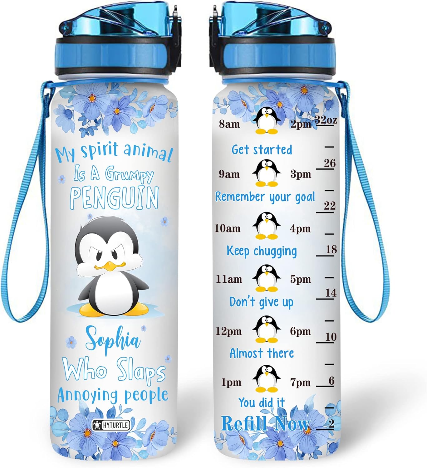 Amazon.com: Hyturtle Personalized My Spirit Animal Is A Grumpy Penguin 32oz Liter Motivational ...