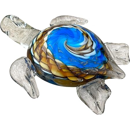 Amazon.com: Top Brass Large 8" Glass Sea Turtle Figurine - Heavy Swirly ...