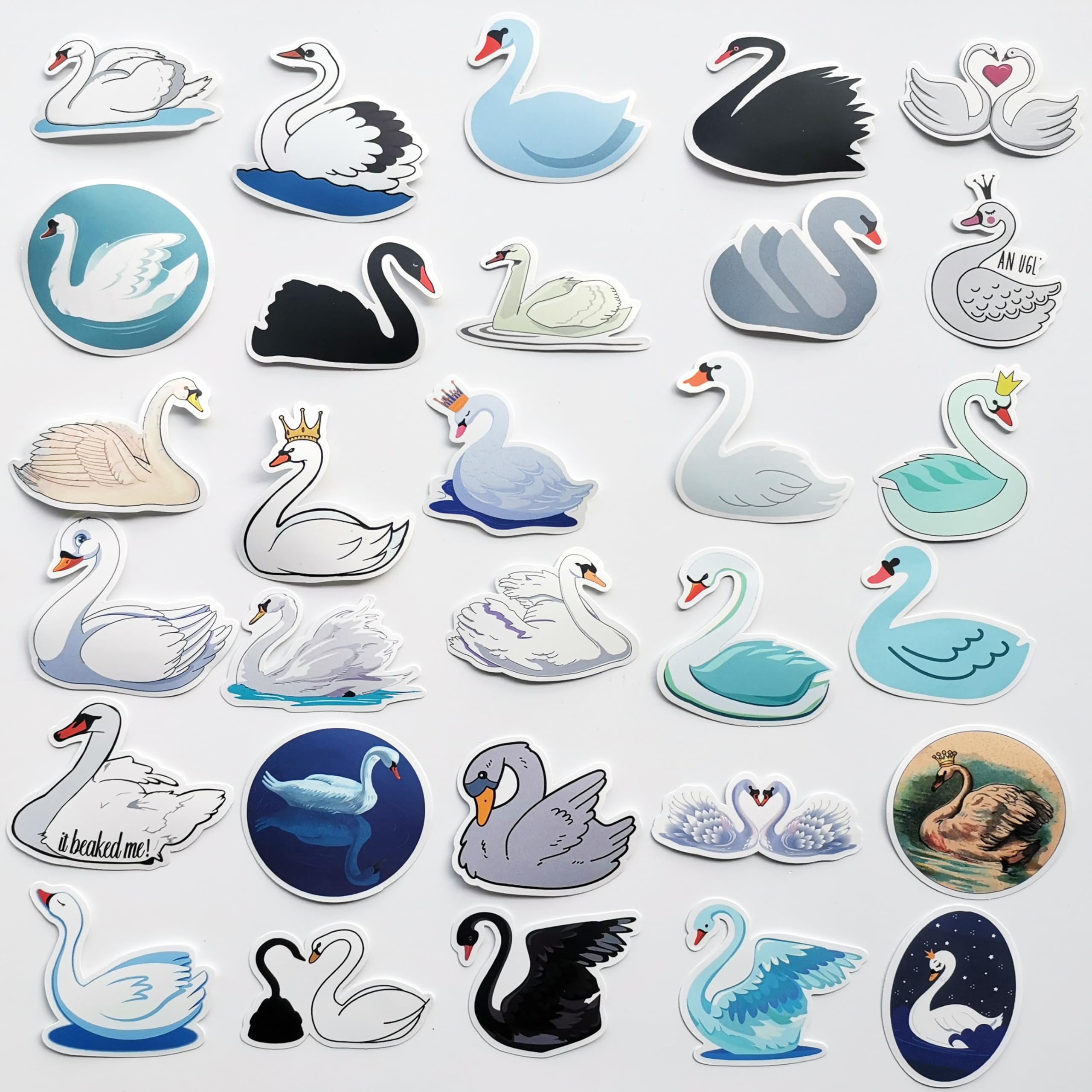 Amazon.com - 50Pcs Black Swan Stickers Cute Whistling Swan Decals on ...