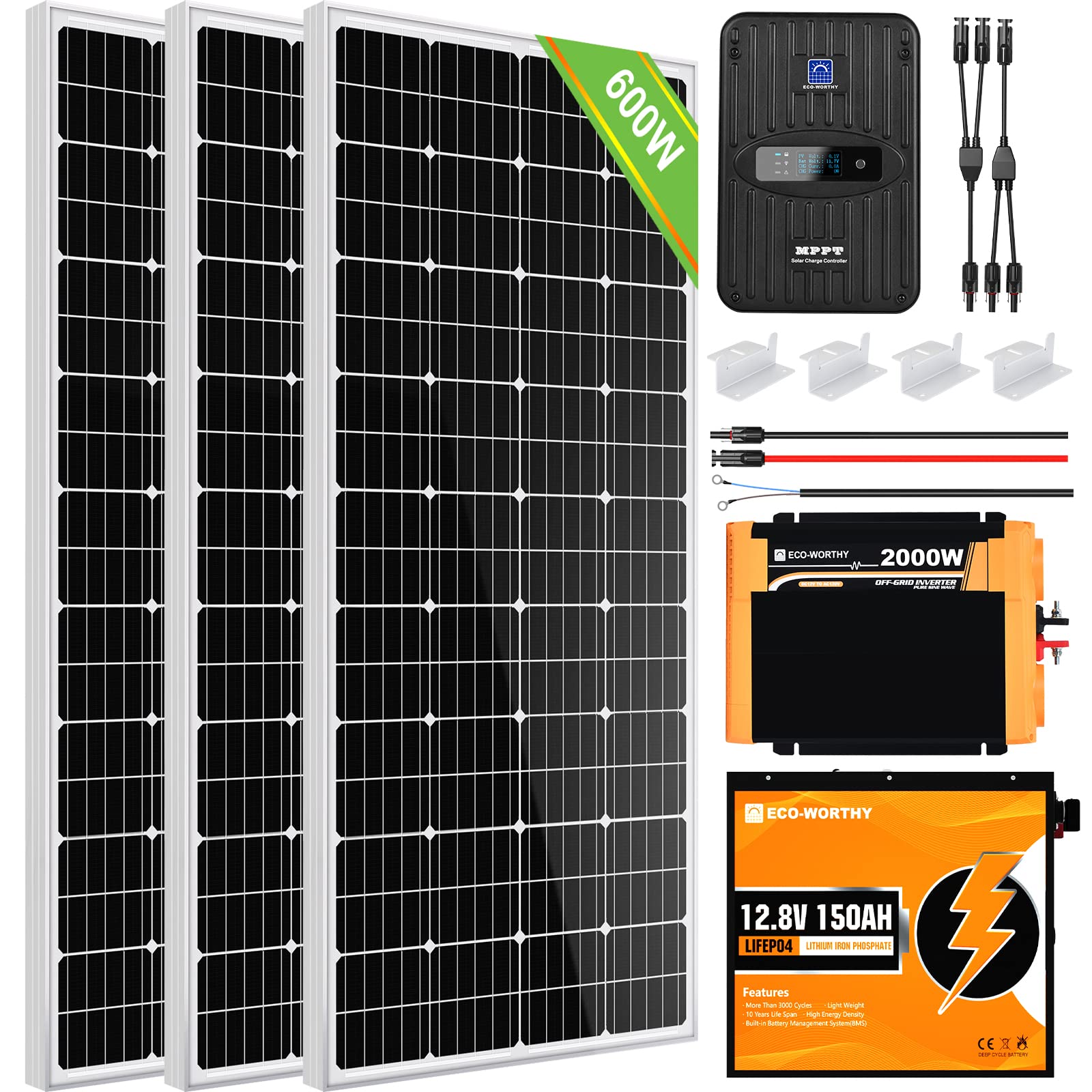 Buy ECO-WORTHY 100Watt 120W Solar Panel Kit 12Volt System for RV Off ...