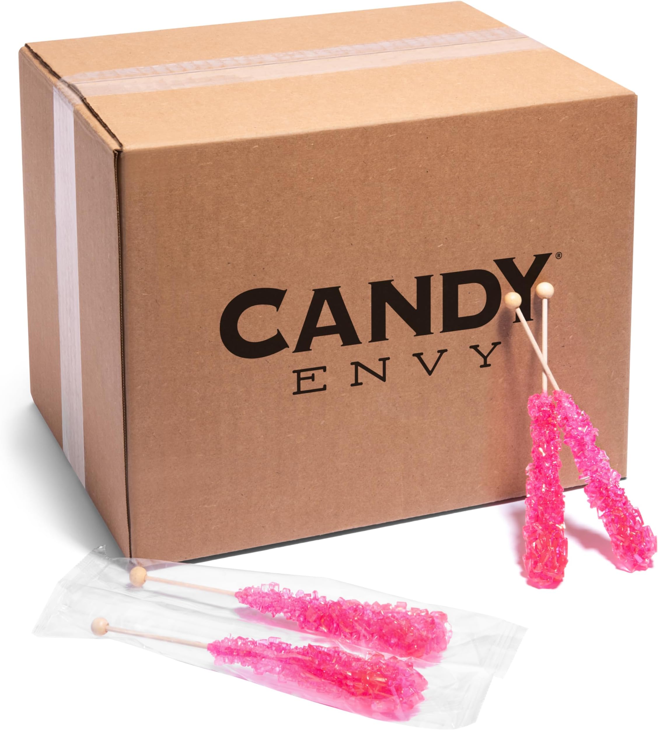 Amazon.com : Candy Envy - Pink Rock Candy Sugar Sticks - Cherry ...