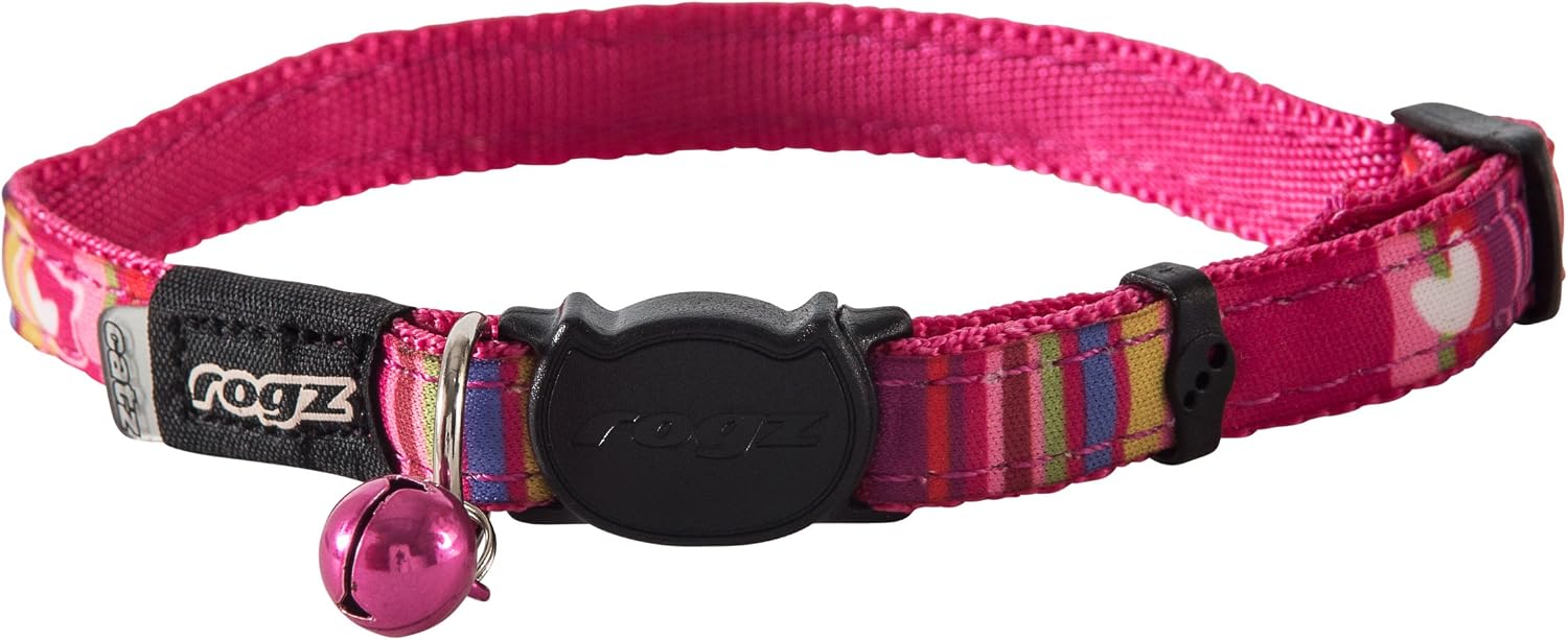 Rogz Catz NeoCat Small 1/8" Breakaway Cat Collar, Pink Candy Stripes ...