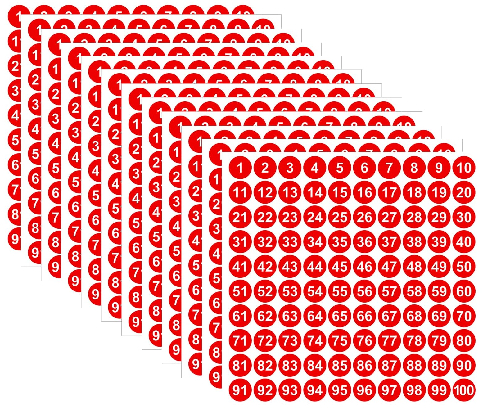 Amazon.com : Molain 2500Pcs 1 to 100 Number Stickers, 25 Sheets Vinyl ...