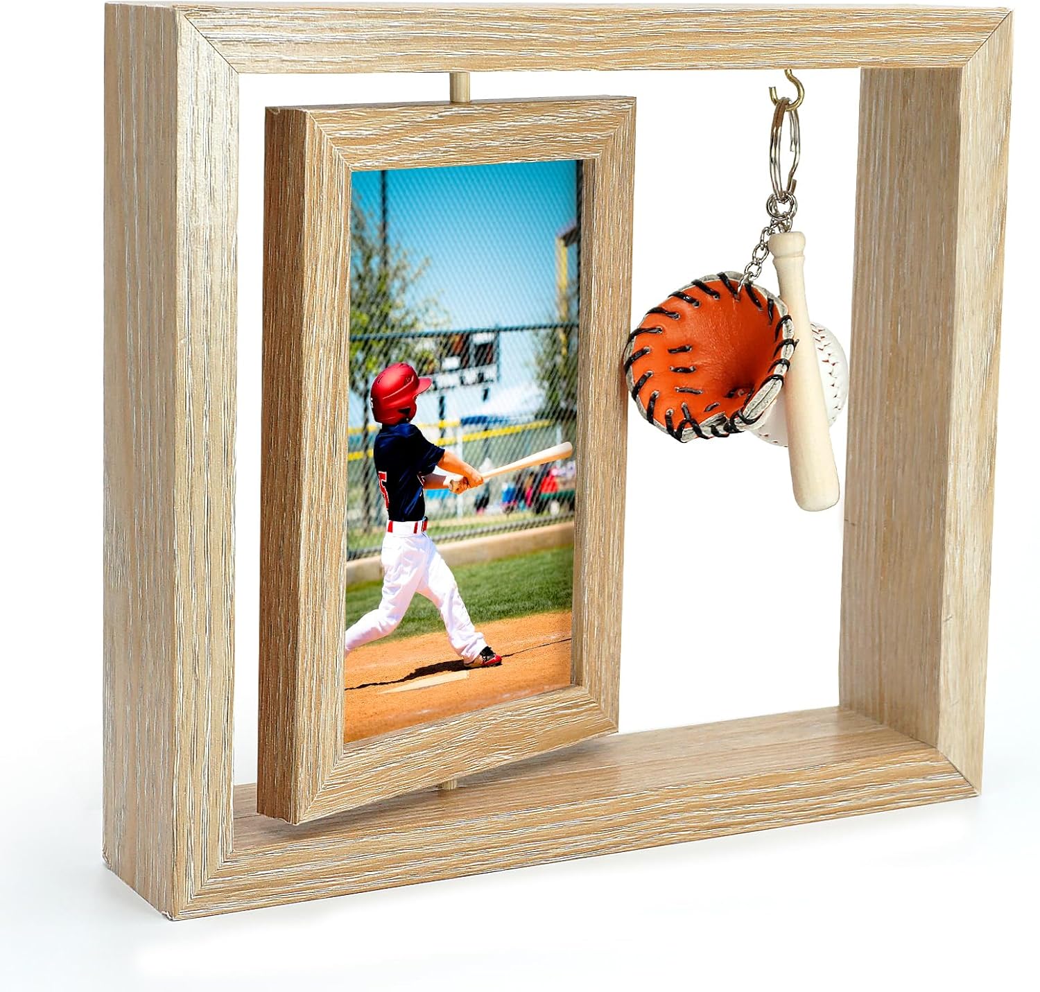Amazon.com - CHUNCHE Baseball Photo Frame, Double-Sided Rotating Wooden ...