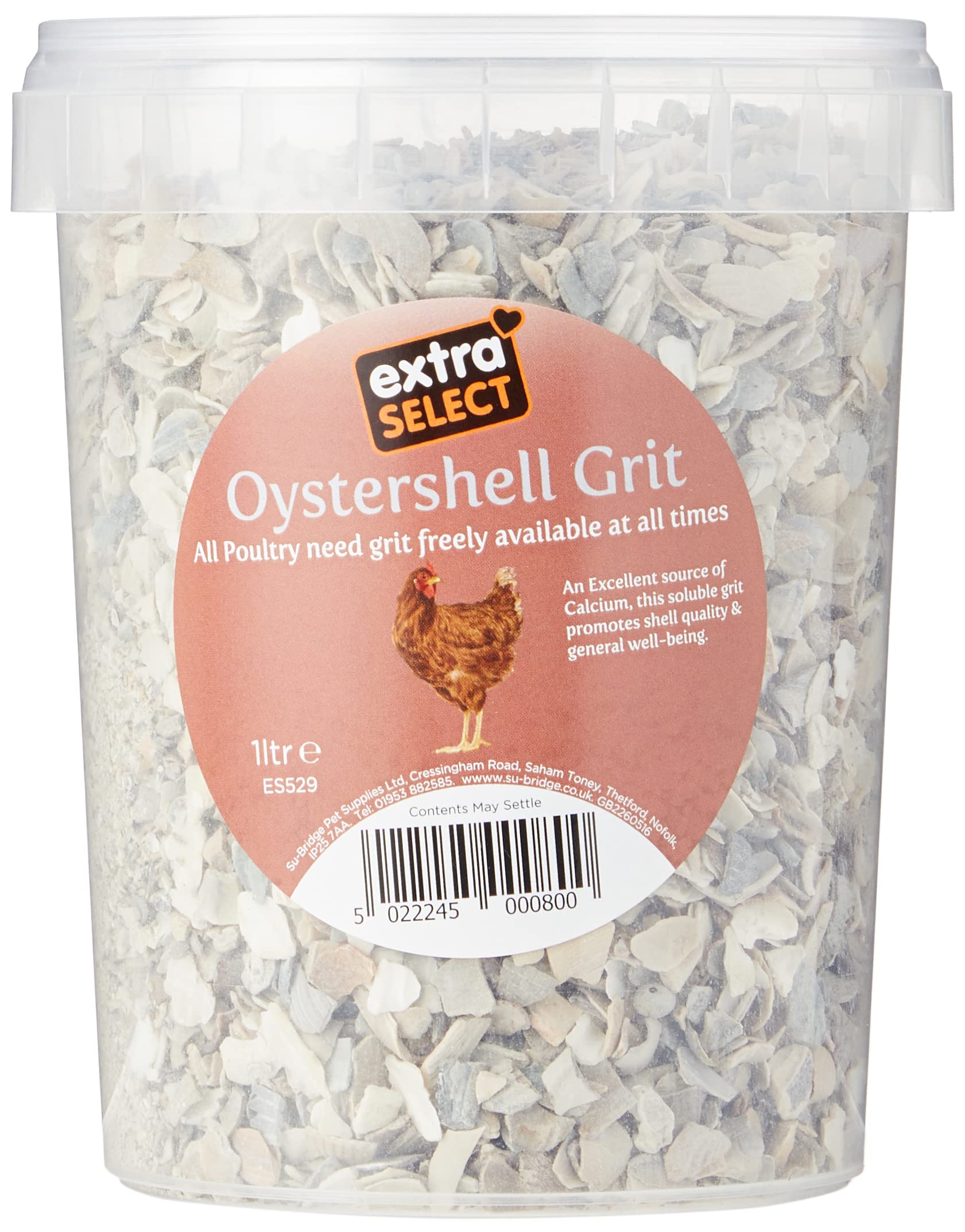 Extra Select Oystershell Grit Tub, 1 Litre : Amazon.co.uk: Pet Supplies