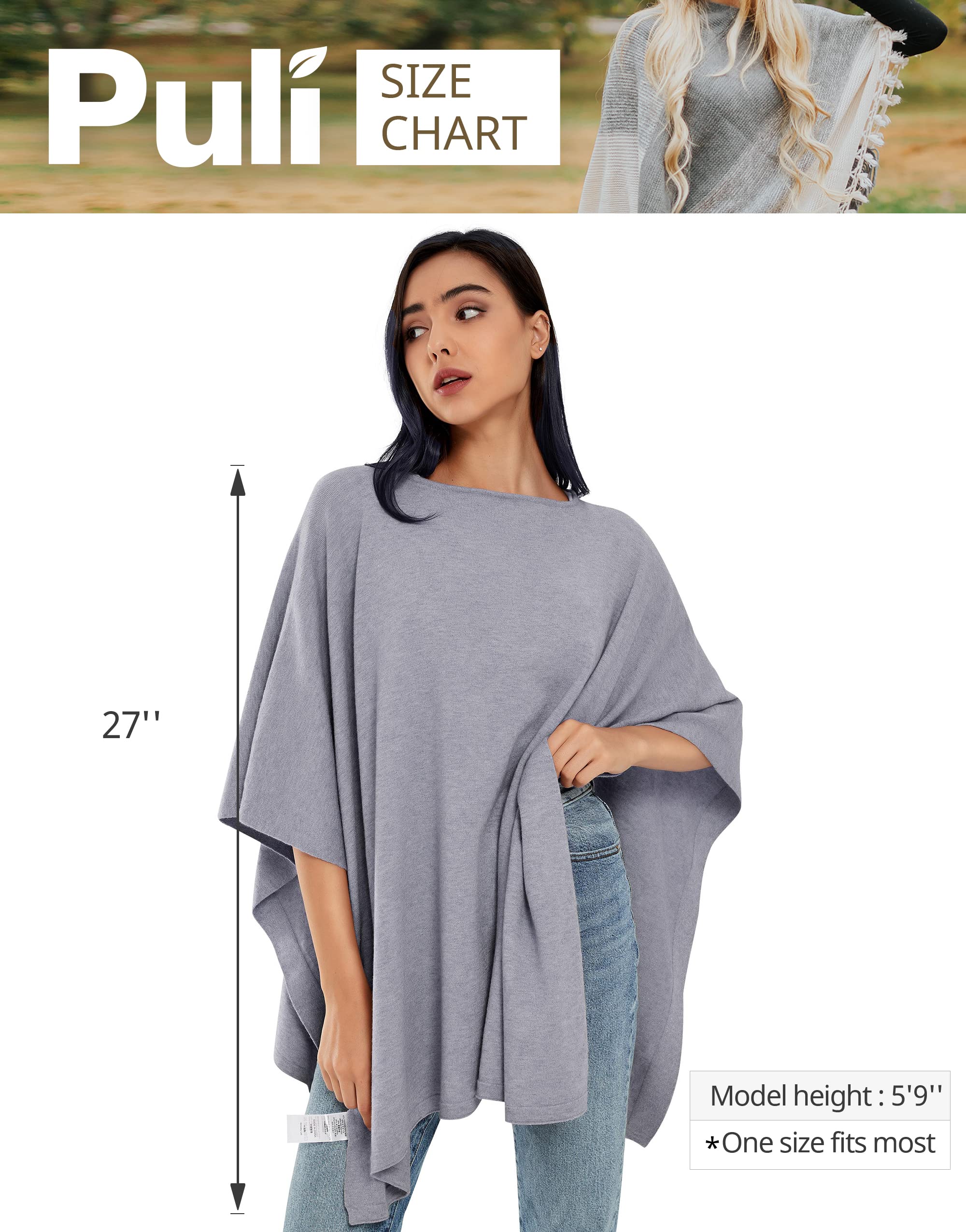 Snapklik.com : Womens Pullover Poncho Sweater Ponchos Cashmere Feel ...