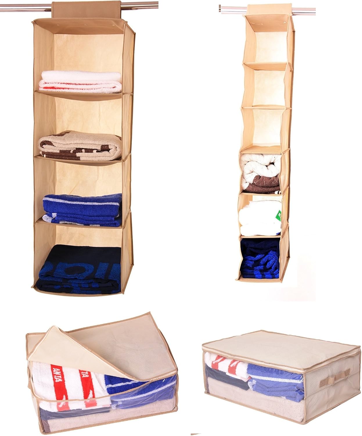 Amazon.com: BE 4 Piece Home Essential Space Saving Closet Storage ...