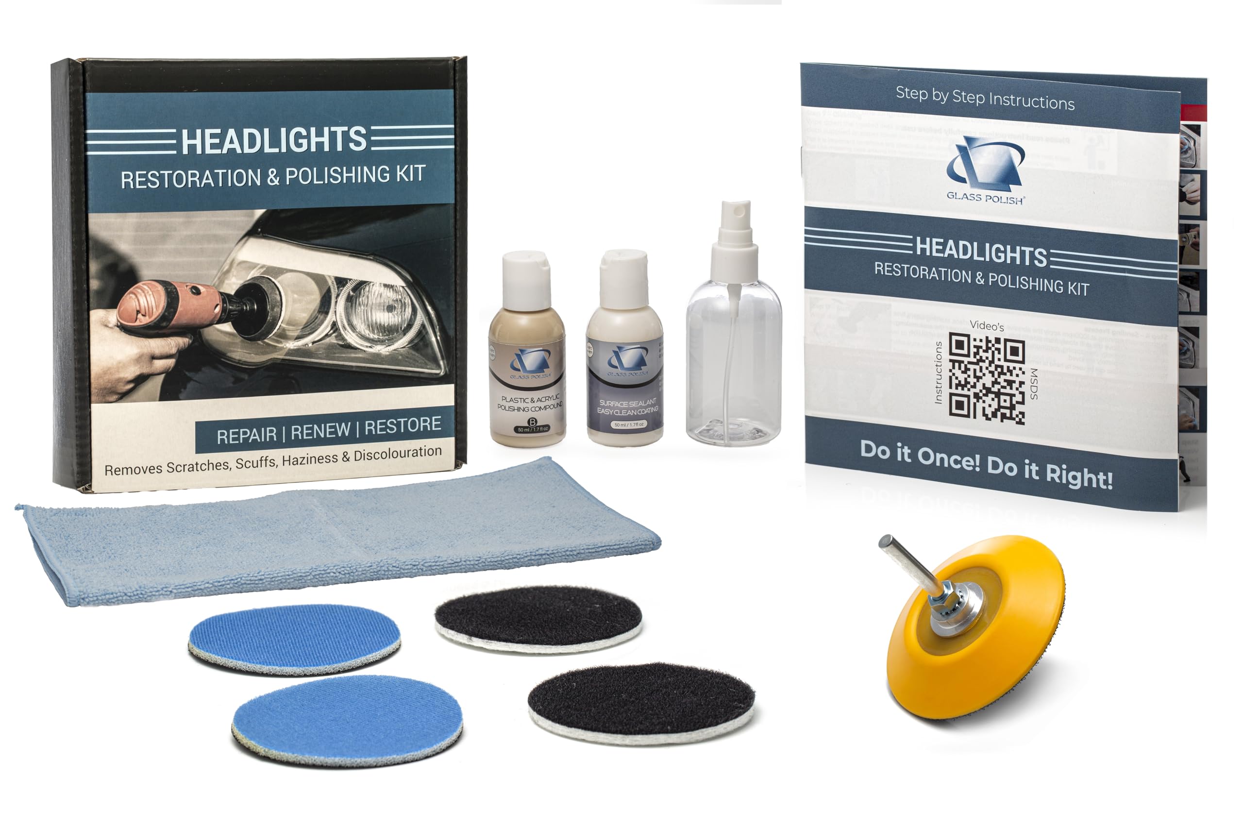 Amazon.com: Glass Polish DIY Headlights Restoration and Polishing Kit ...