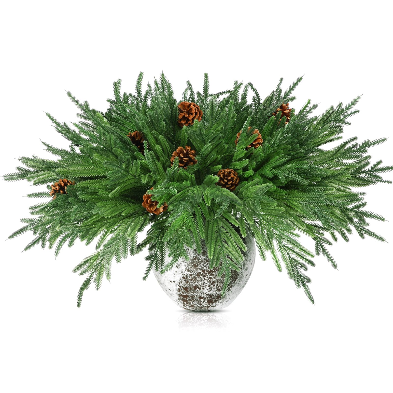Amazon.com: Giegxin 48 Pcs Christmas Norfolk Pine Stems, 18 Inches ...