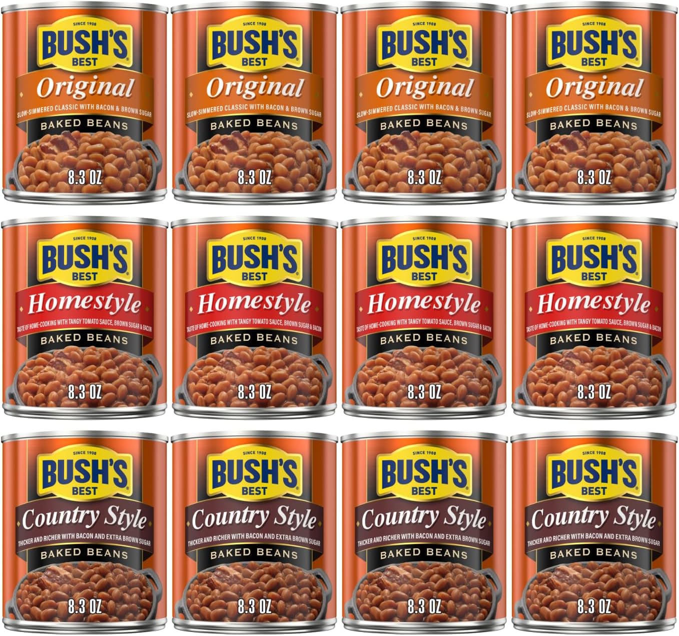 Amazon.com : Bush's Best Baked Beans, Country Home, 4 Country Style (8 ...