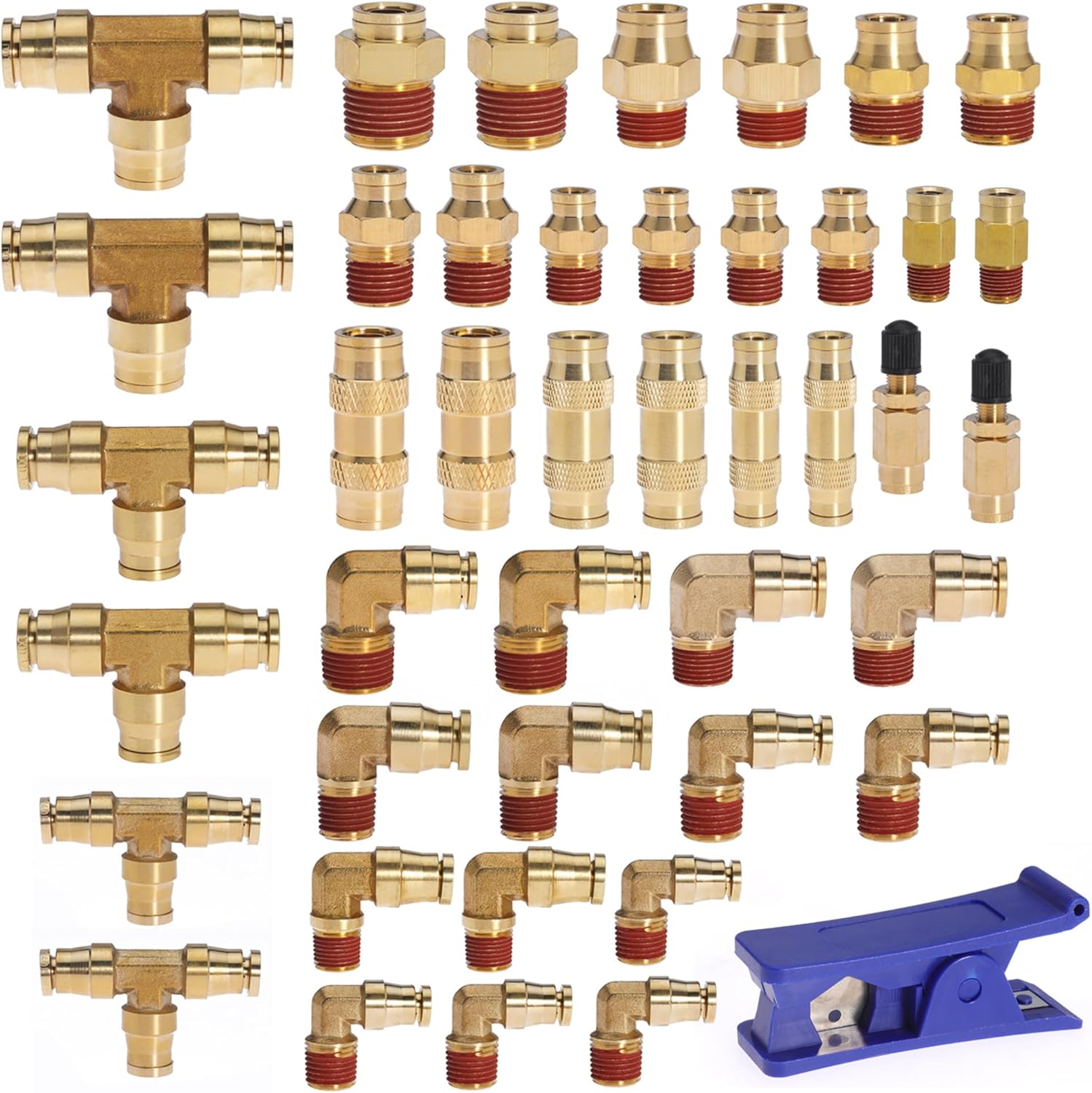 Amazon.com: 43 PCS 1/4in 3/8in 1/2in Brass DOT Air Brake Line Fitting ...