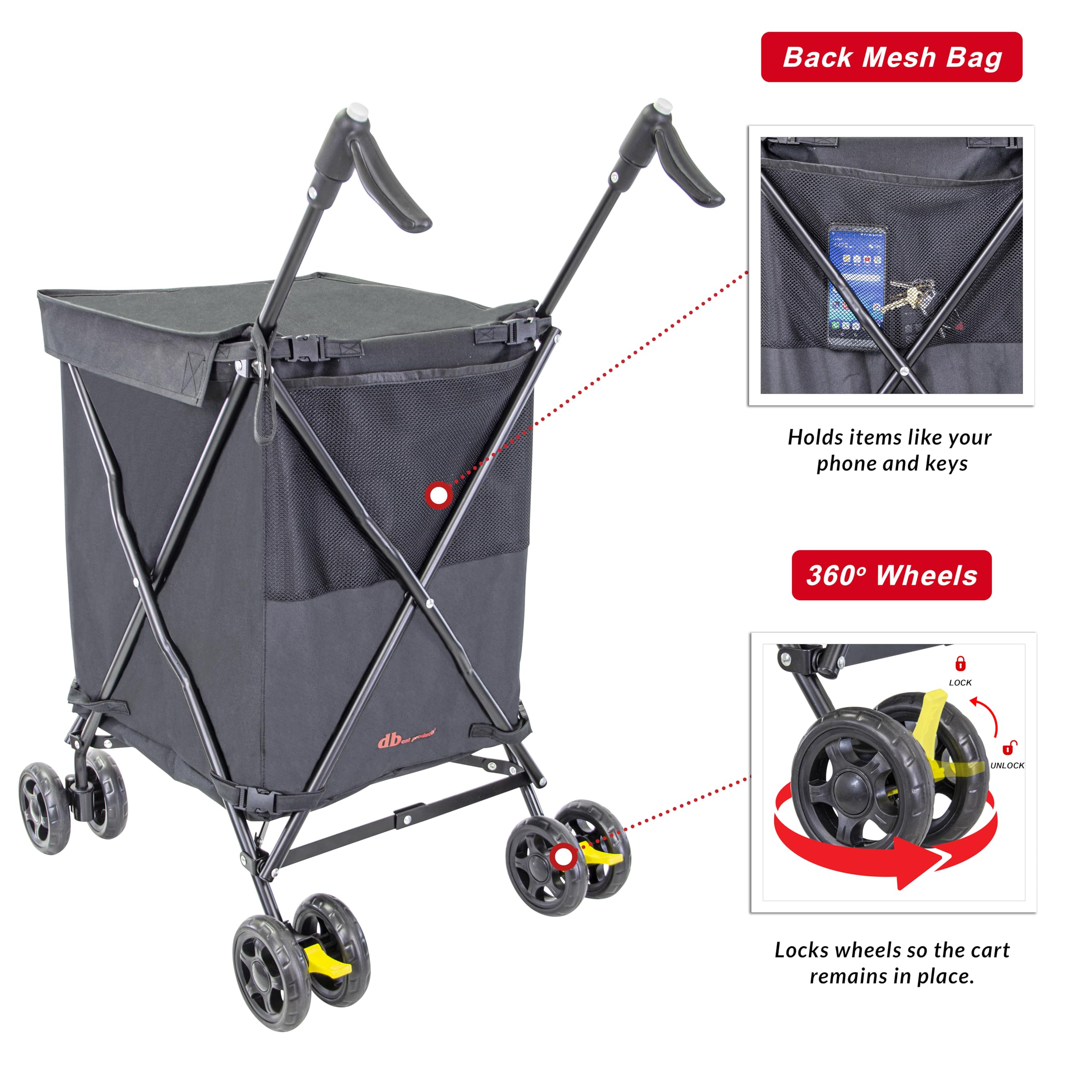 Snapklik.com : Dbest Products Cruiser Cart Urban 360 Folding Shopping ...