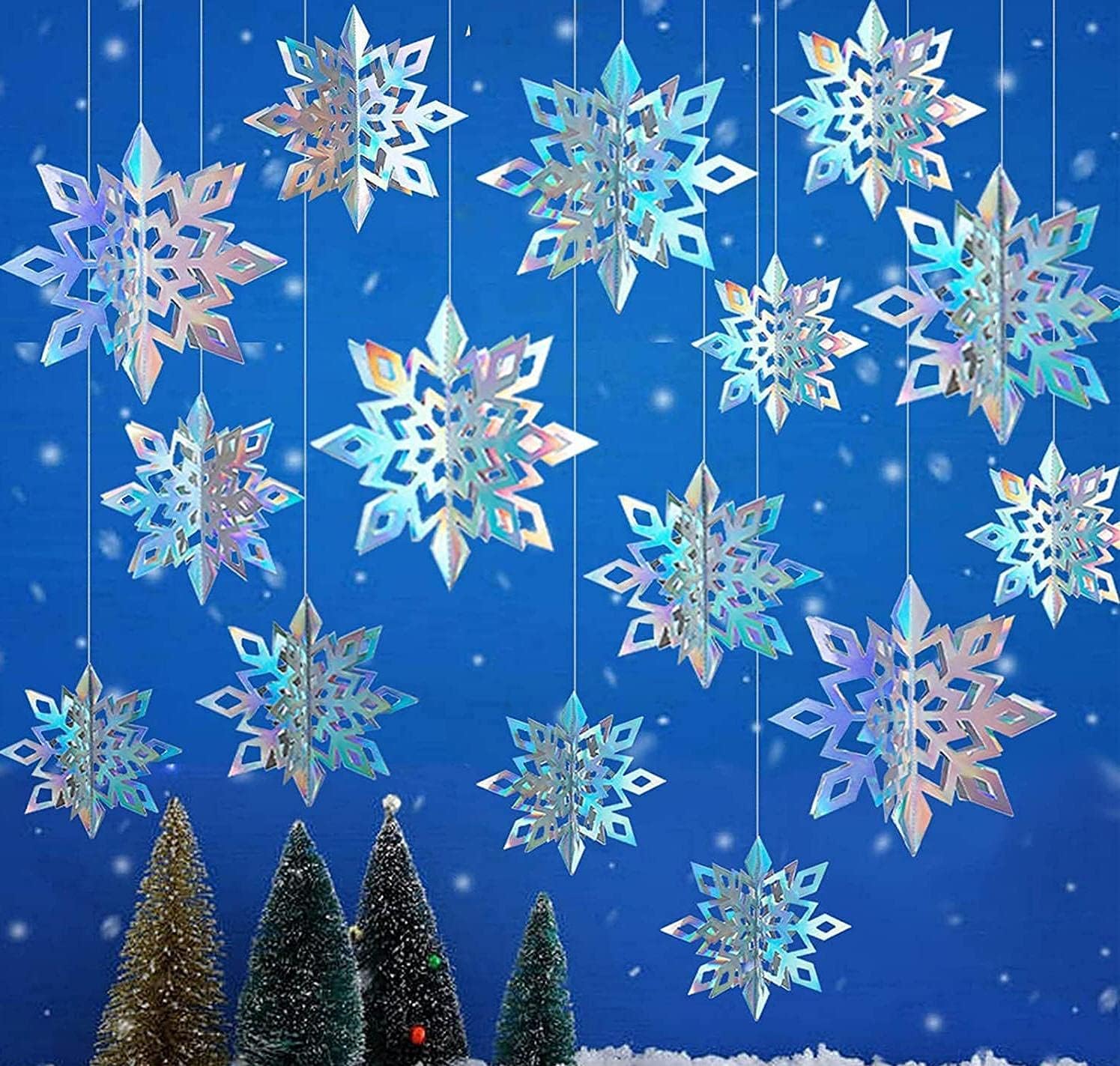 3D Colorful Snowflake Decorations Hanging Pleasant Snowflake Wreaths ...