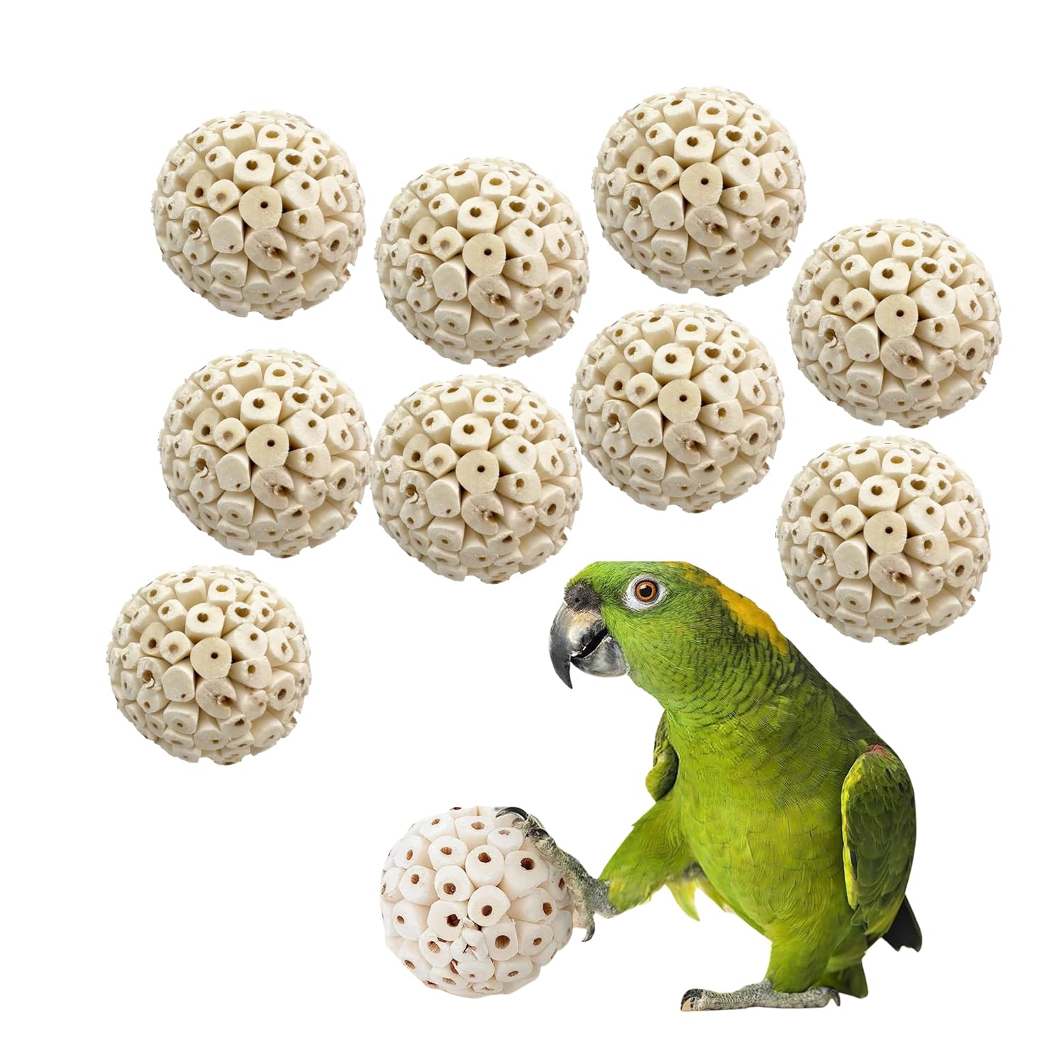 JOYNAGAR Natural Sola Wood Atta Ball Birds Foraging Toys for Cockatiels ...