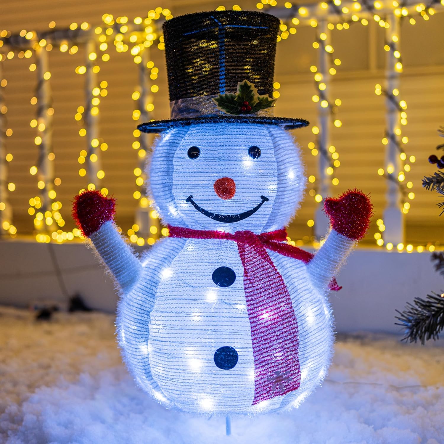 Amazon.com: Dazzle Bright Christmas Snowman Decorations, 3FT Pre-Lit 48 ...