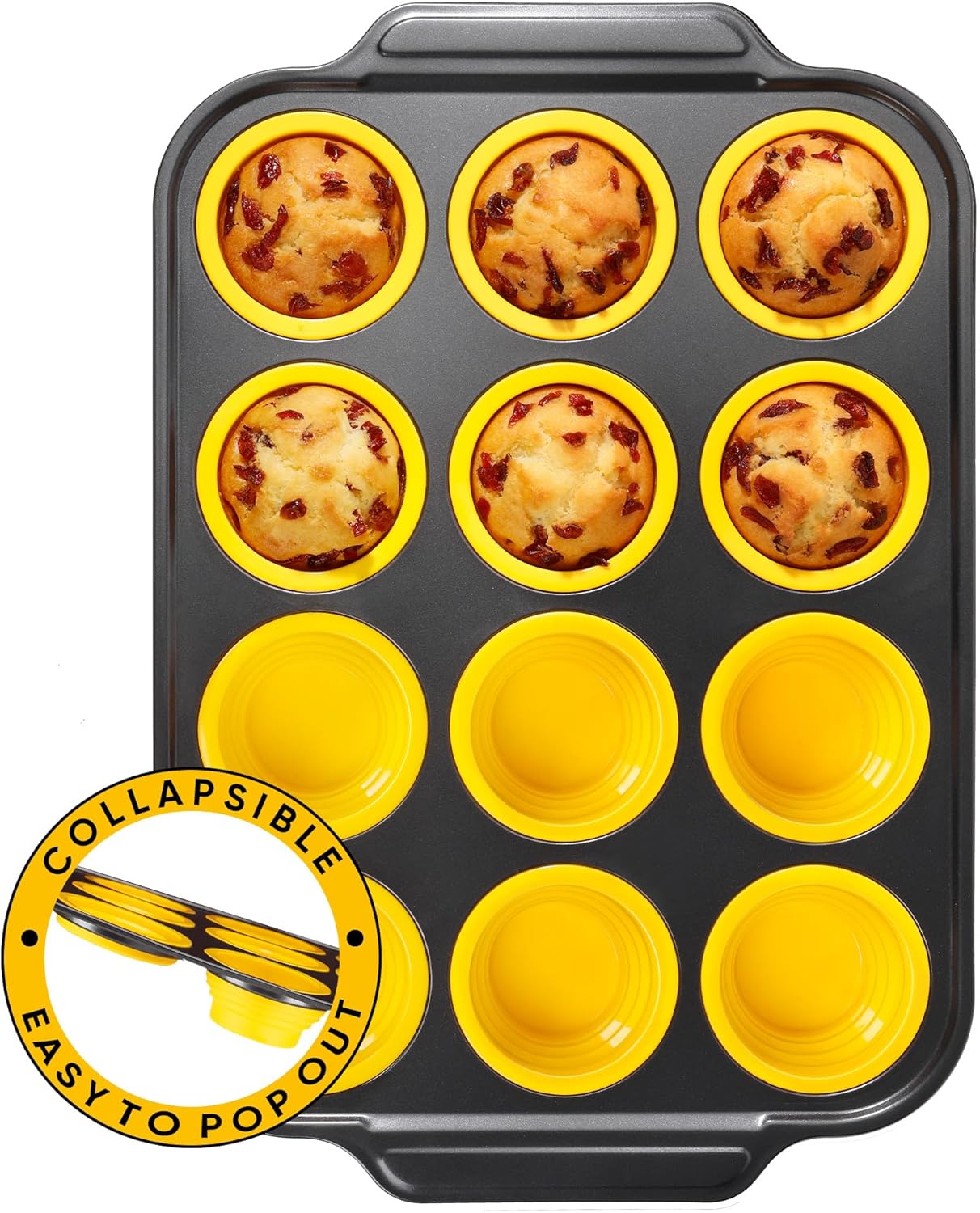 Amazon.com: NinjaTiger Muffin Baking Pan Yellow, 12cup, SMP-R12: Home ...