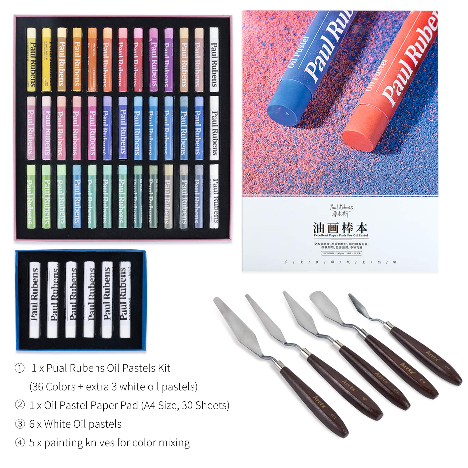 Paul Rubens Oil Pastels Kit with 36 Colours Artist Soft Oil Pastel, 9 ...