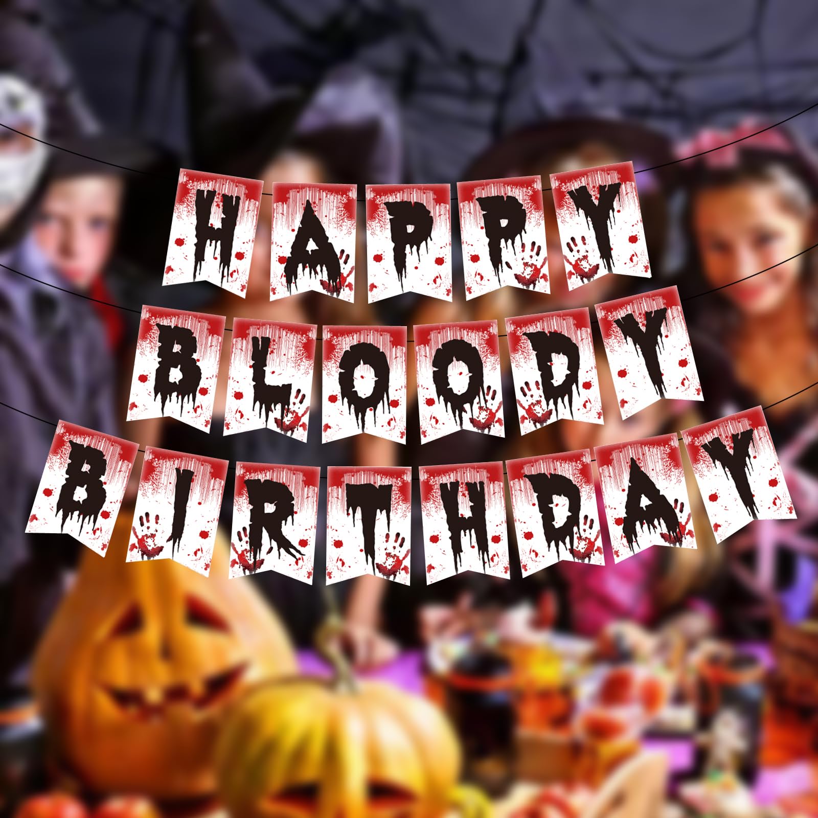 Snapklik.com : Horror Themed Birthday Party Banner Halloween Happy ...