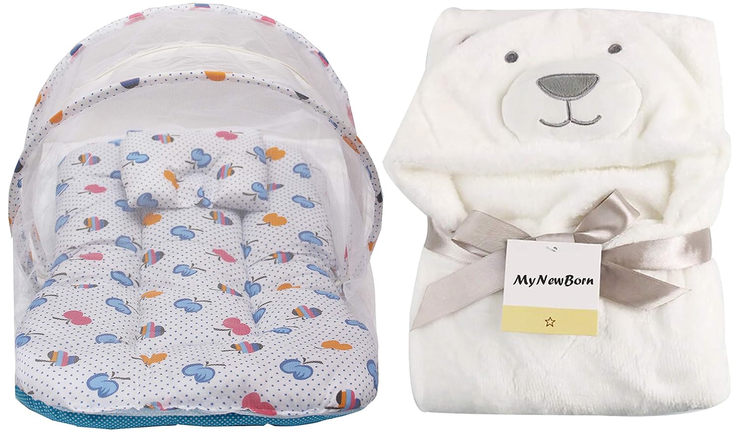 MY NEWBORN 3-in-1 Hooded Baby Blanket Wrapper (White, Pack of 2 ...