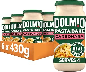 Dolmio Pasta Bake Carbonara Pasta Sauce Jar, Bulk Multipack 6 x 430g ...