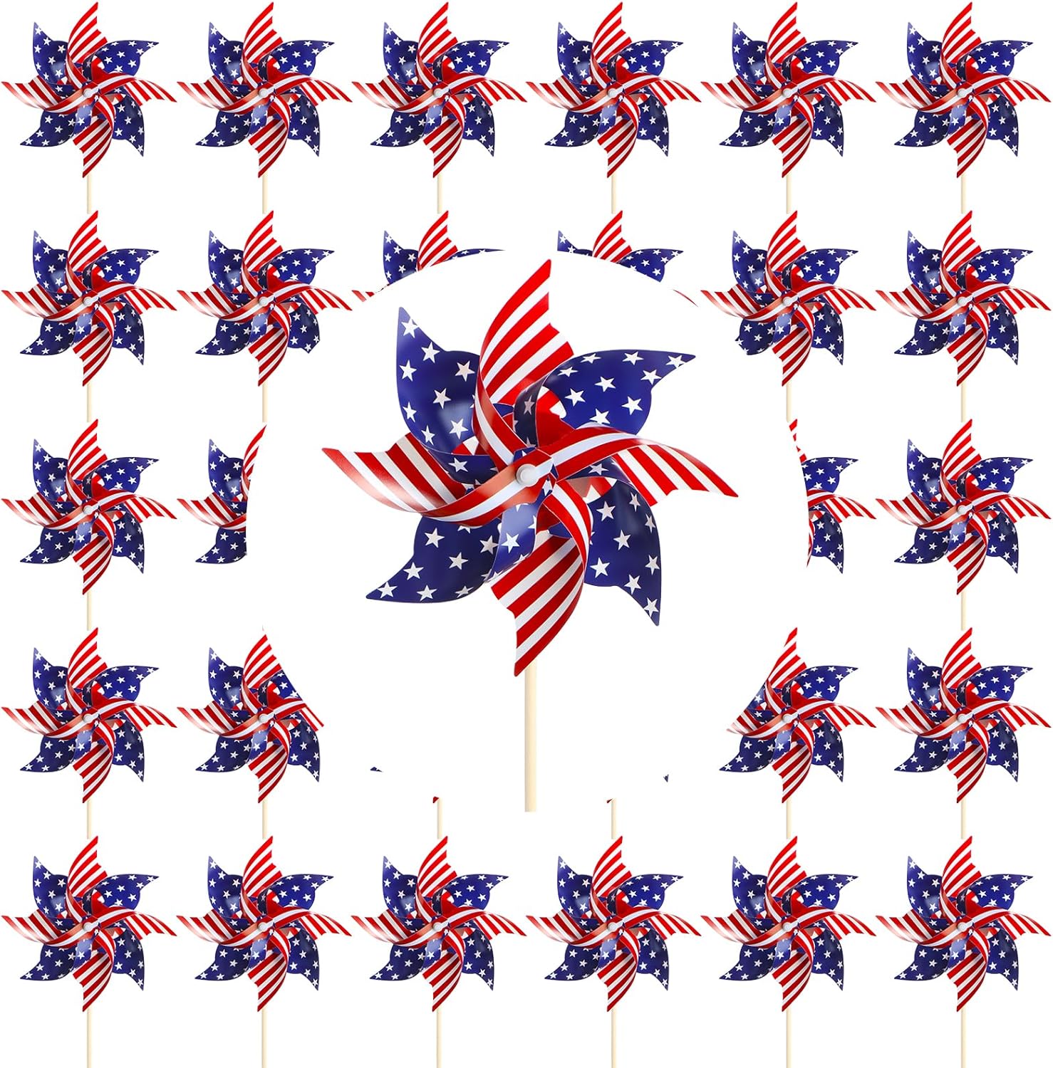 Amazon.com: PullCrease 30 PCS American Flag Patriotic Pinwheels ...