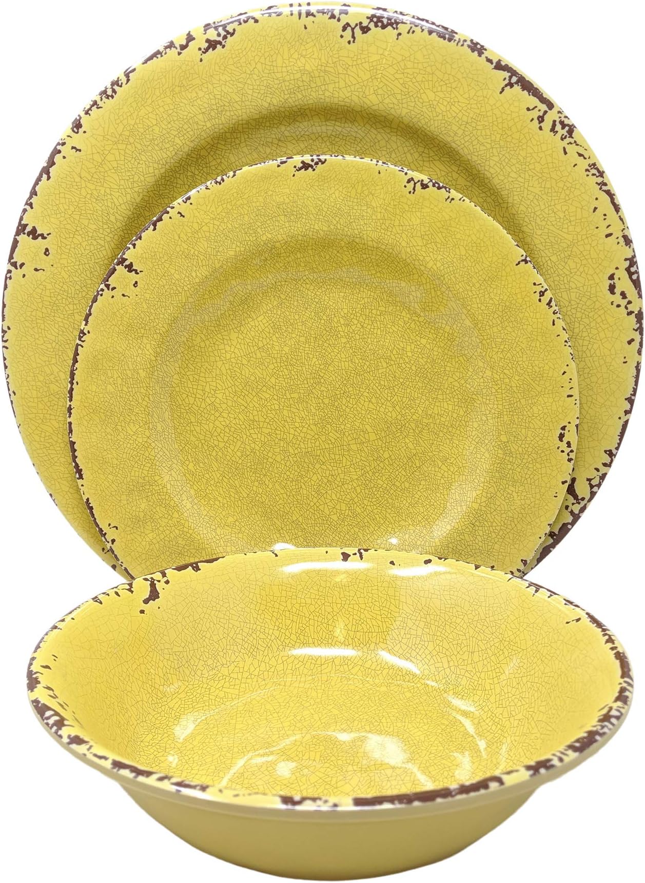Amazon.com | Rustic Melamine Dinnerware-Set-Plastic Farmhouse-Plates ...