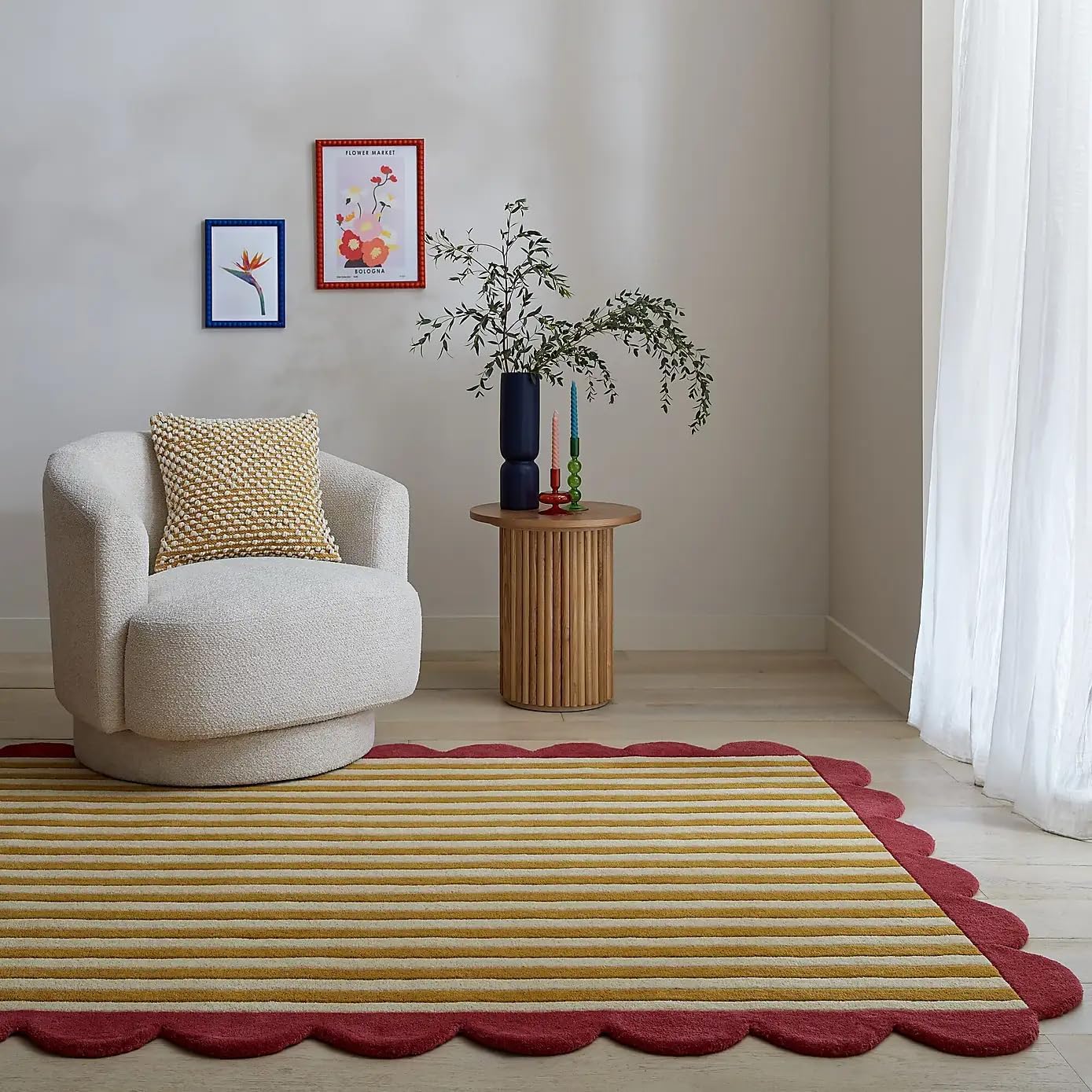 Amazon.com: Anthrofy Milo Scallop Area Rug – 5’ x 8' – Handmade Wool ...