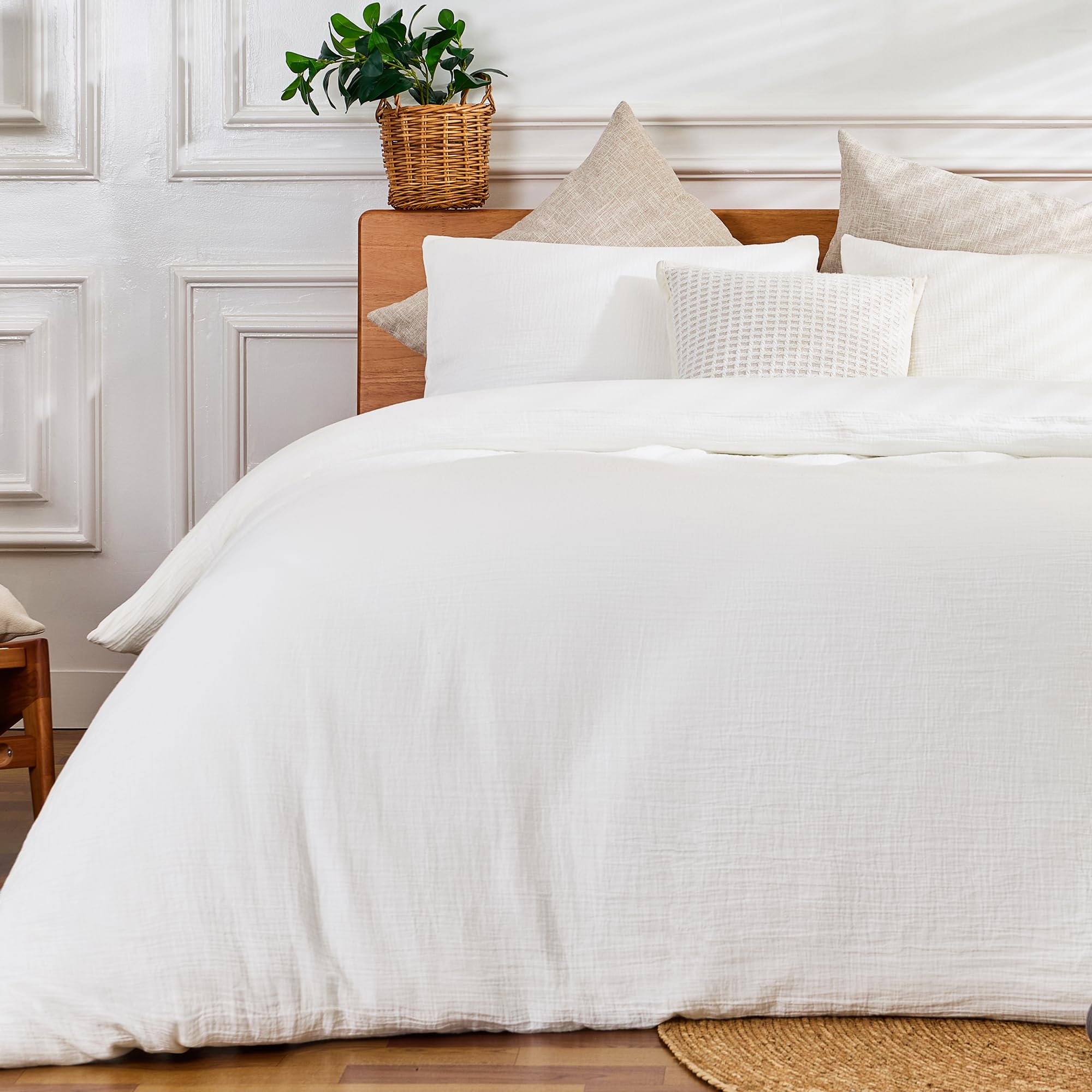 (SIMILAR)White Duvet Cover Queen Size, 100% Sandwashed Cotton Soft ...